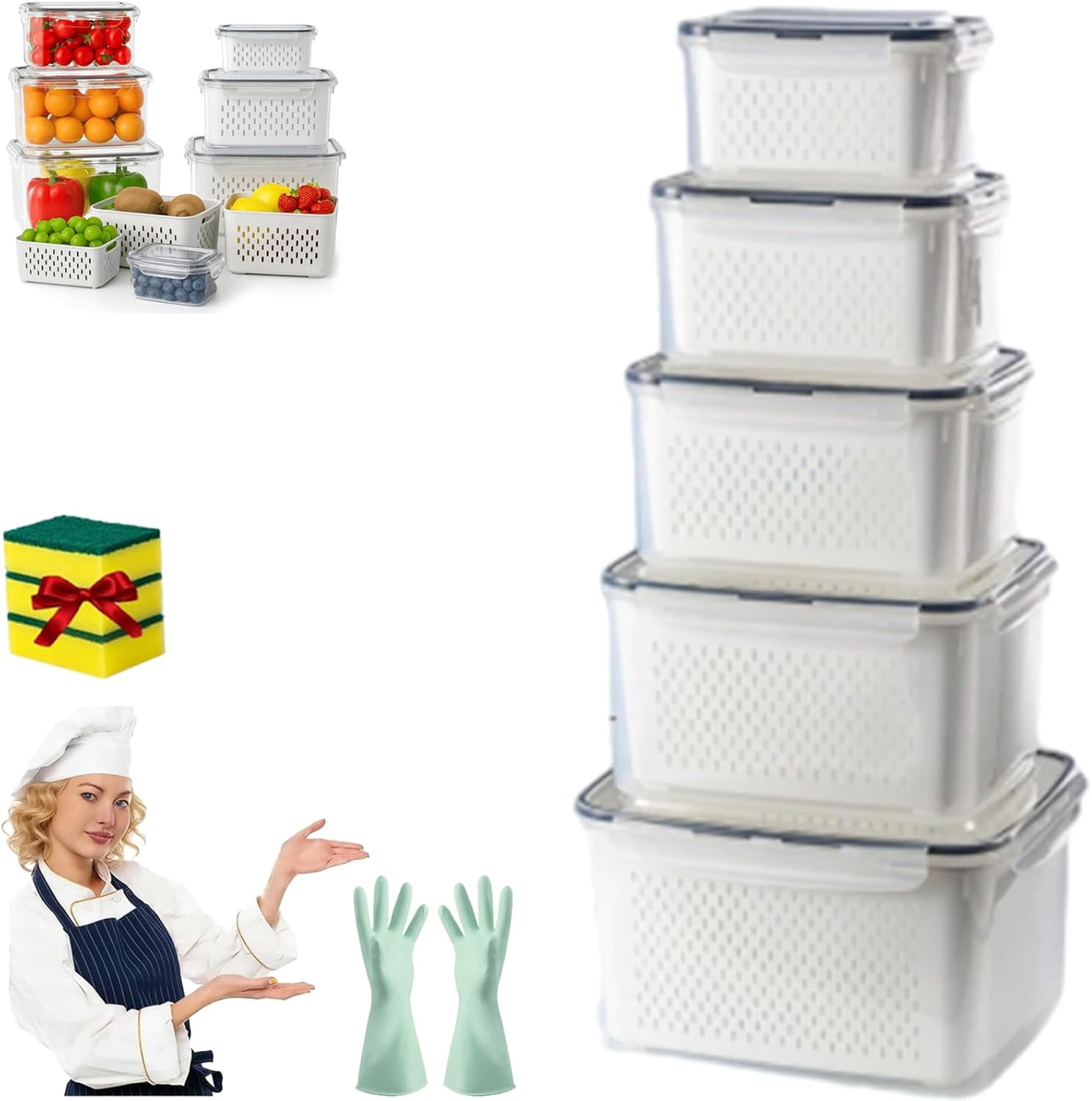 Food Storage Containers for Refrigerator Organization, 6-Pack Clear ...