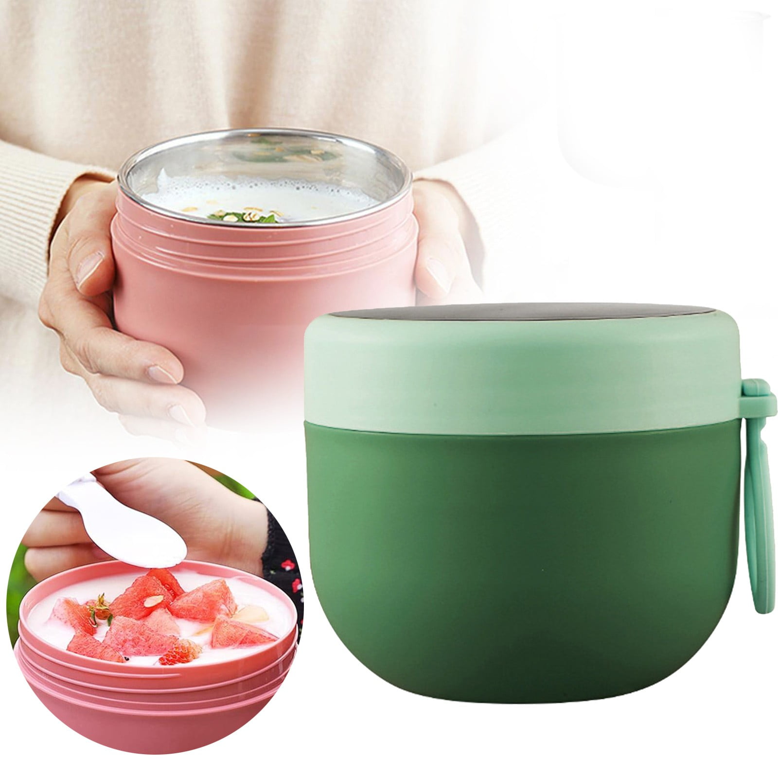 Kitchen Storage Containers Vacuum Insulated Food Jar With Spoon Plastic ...