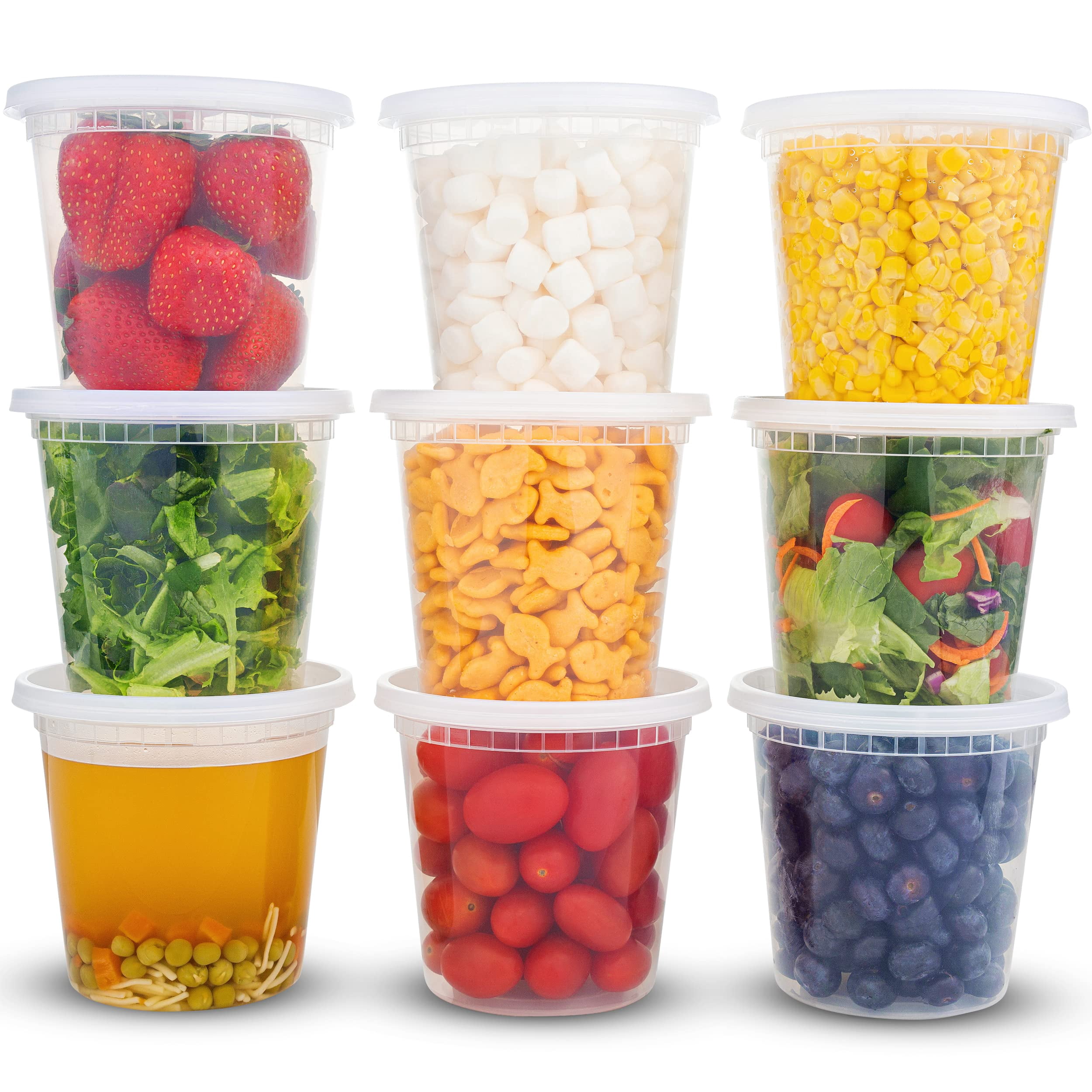 Food Storage Containers with Lids 32 oz Quart Pack of 24 Leak-Proof ...