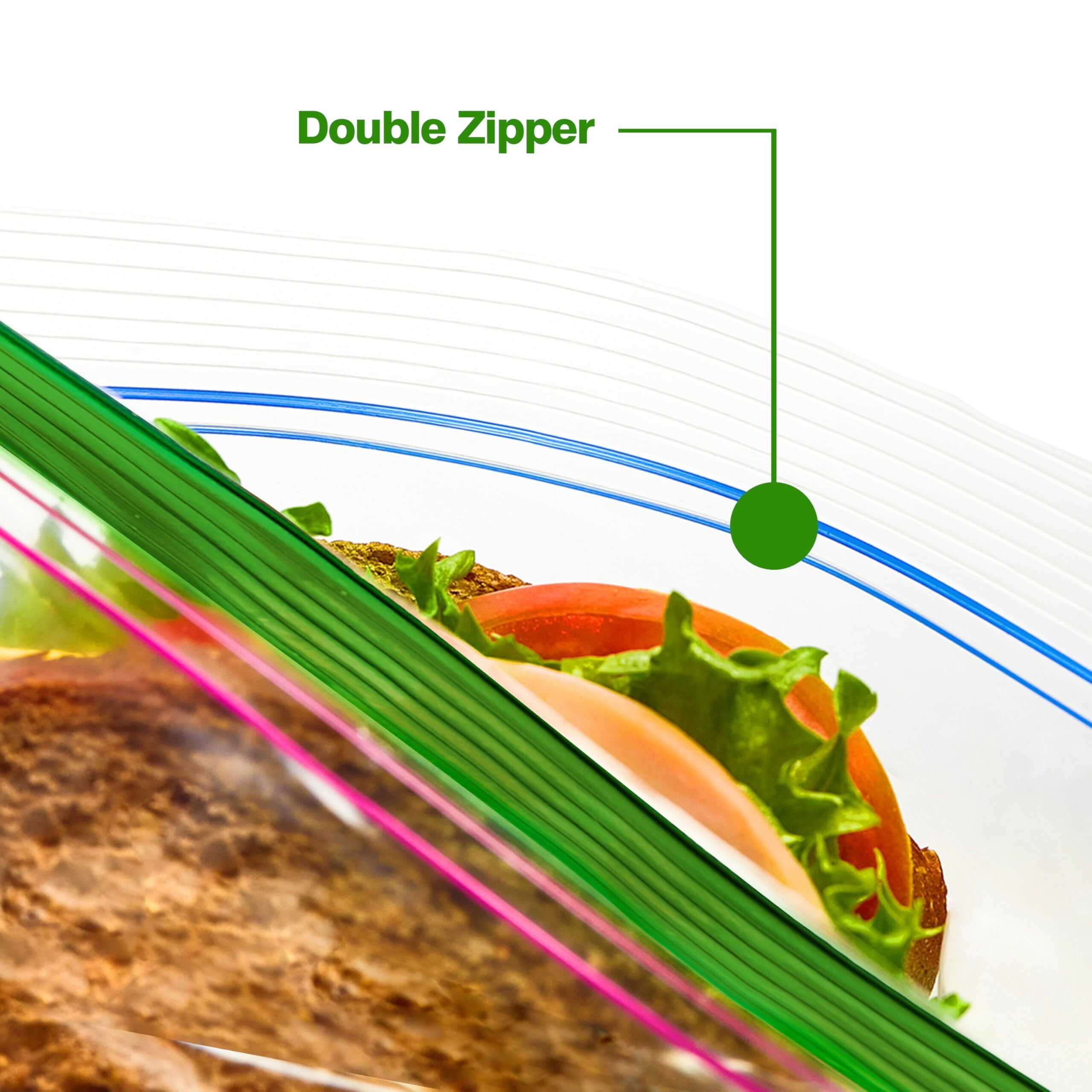 Food Storage Freezer Bags, Double Zipper for Freshness, Easy Open ...