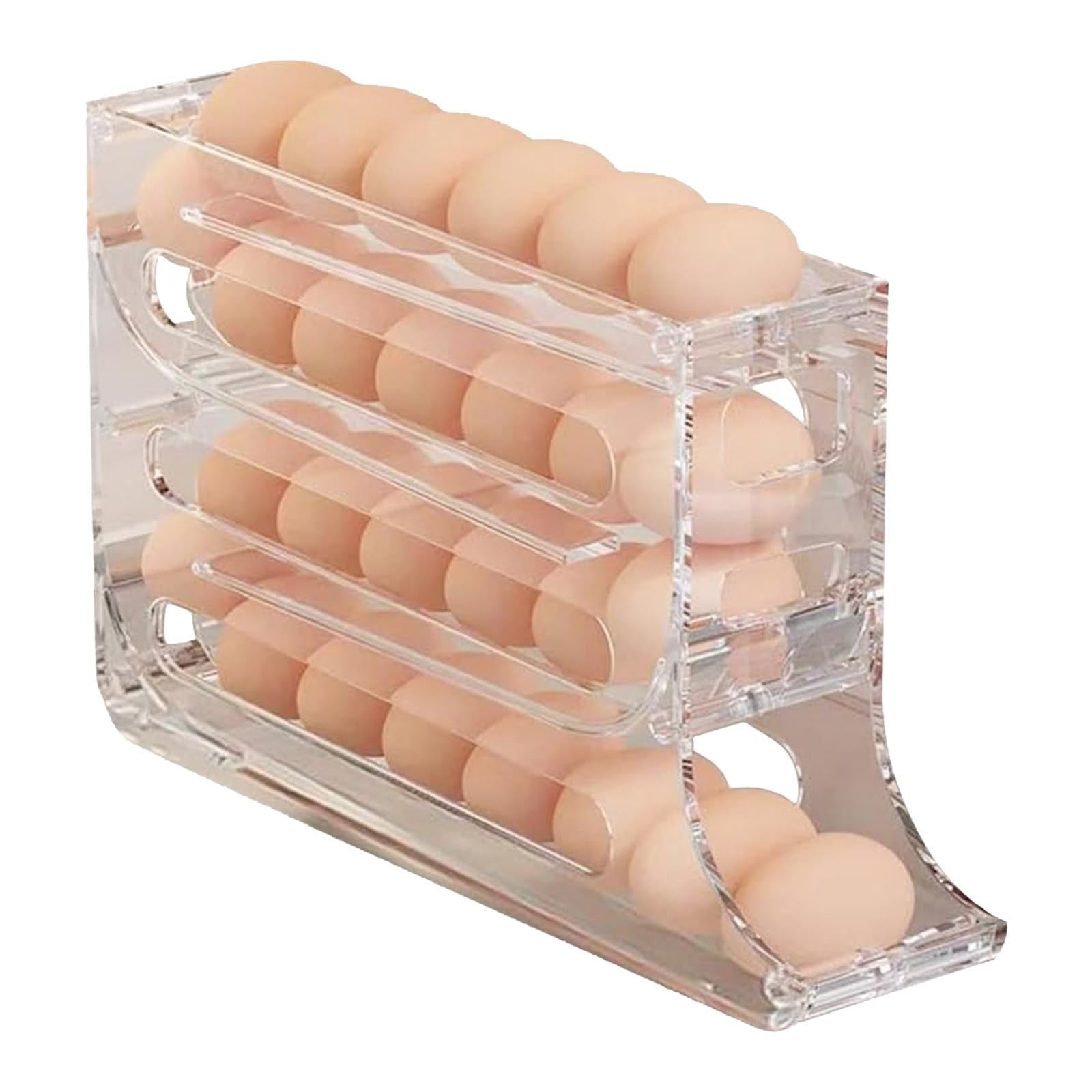 Food Storage Fridge Egg Storage Box Four Tiers Automatic Rolling Large ...