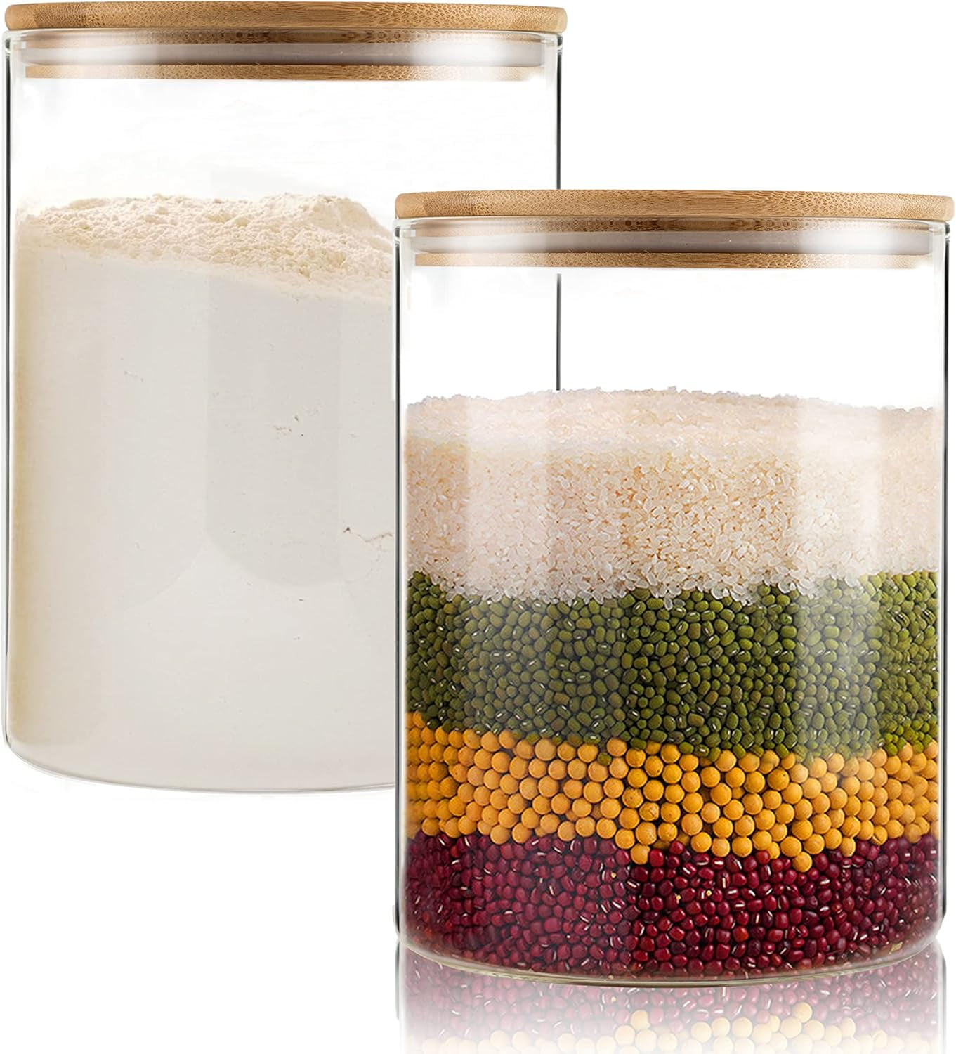 Food Storage Jars 2-Pack, 105 Ounces (3100ML) - Stackable Clear Glass ...
