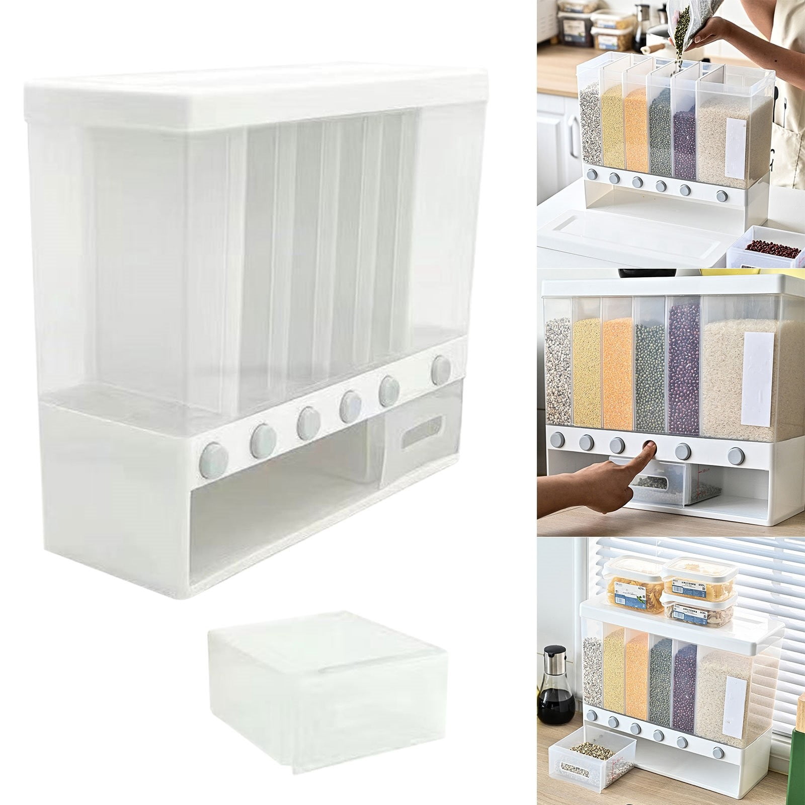 Food Storage Miayilima Rice Storage 5 Grids Rice & Grain Storage ...