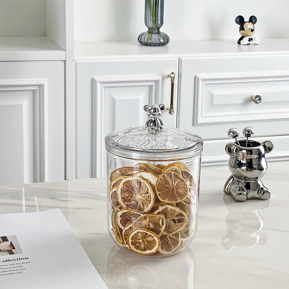 Food Storage Pots Transparent Tea Coffee Sugar Storage Jars With Lid ...