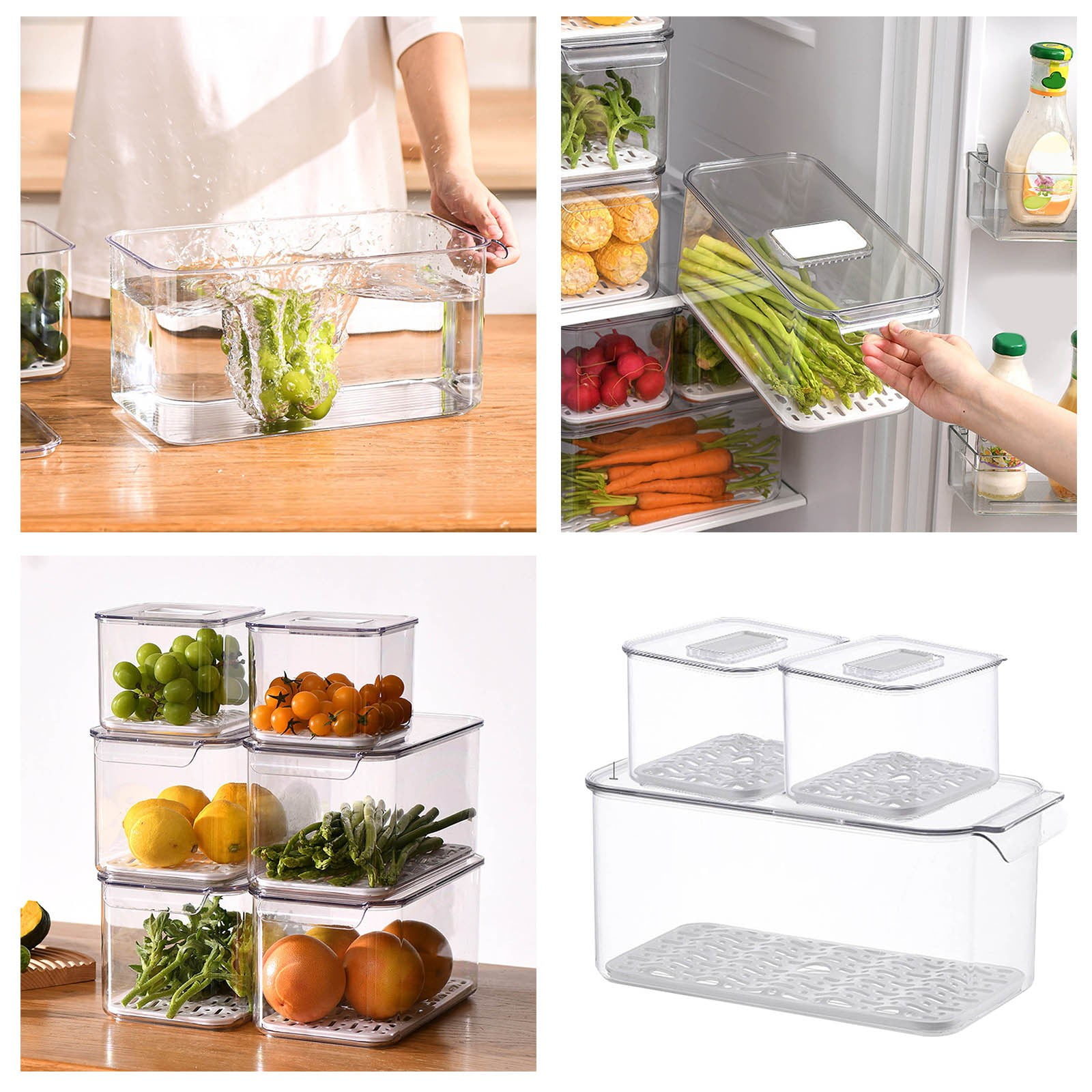Food Storage Refrigerator Storage Box Transparent Multi Grain Food ...