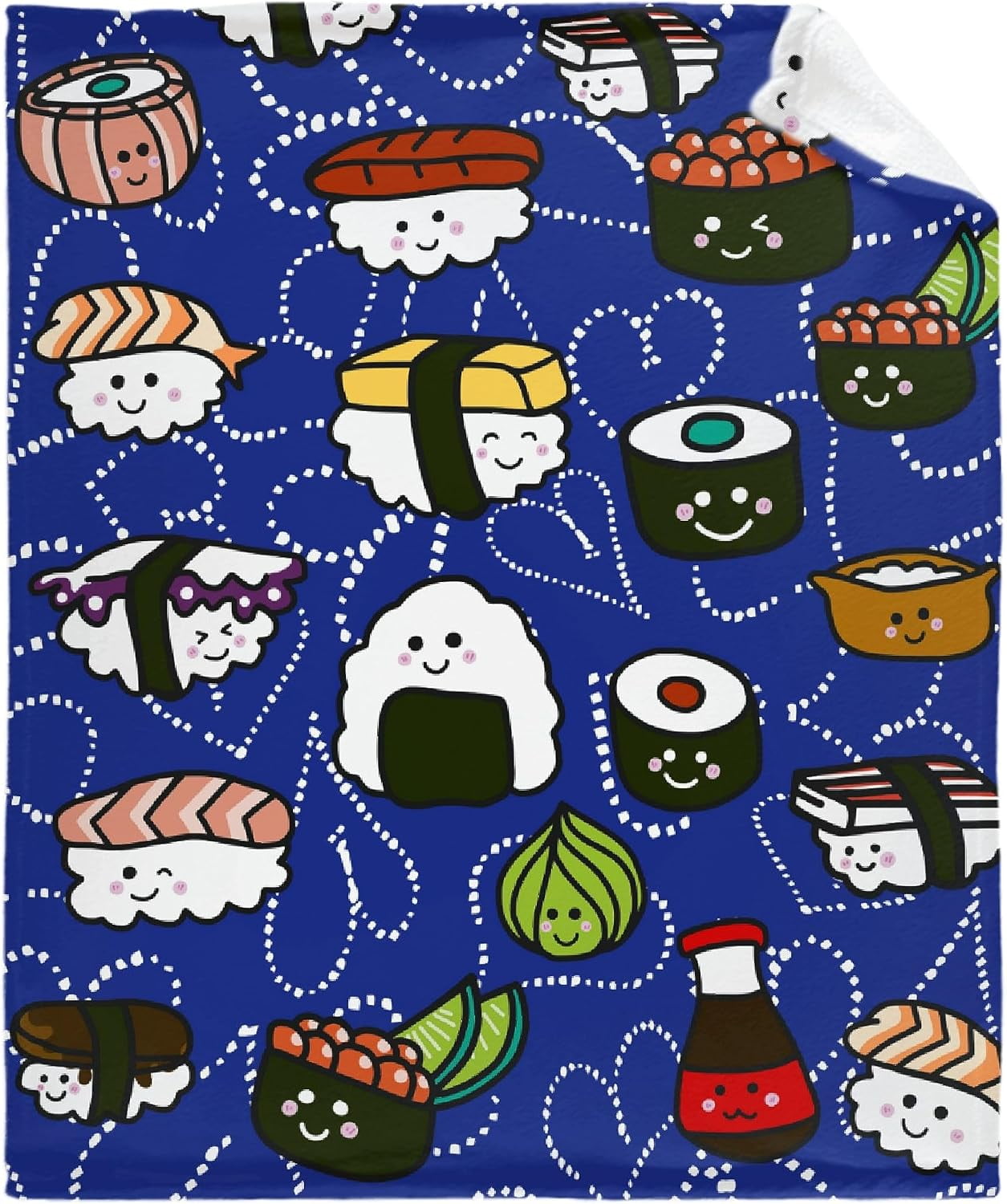 Food Sushi Pattern Party Fleece Flannel Gift Blanket Lightweight Soft ...