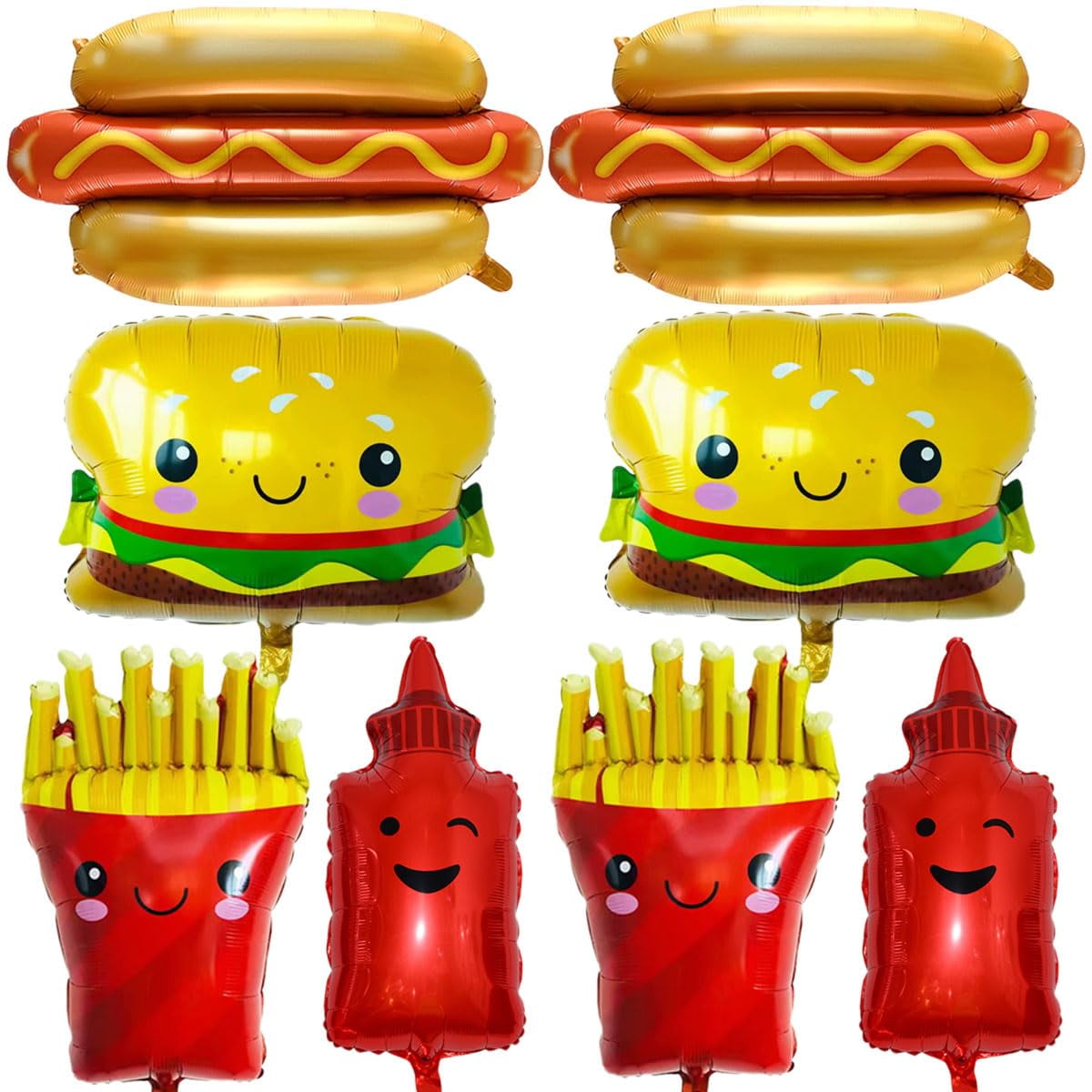 Food Themed Balloons Hamburger Hot Dog BSL1 French Fries Ketchup Foil ...