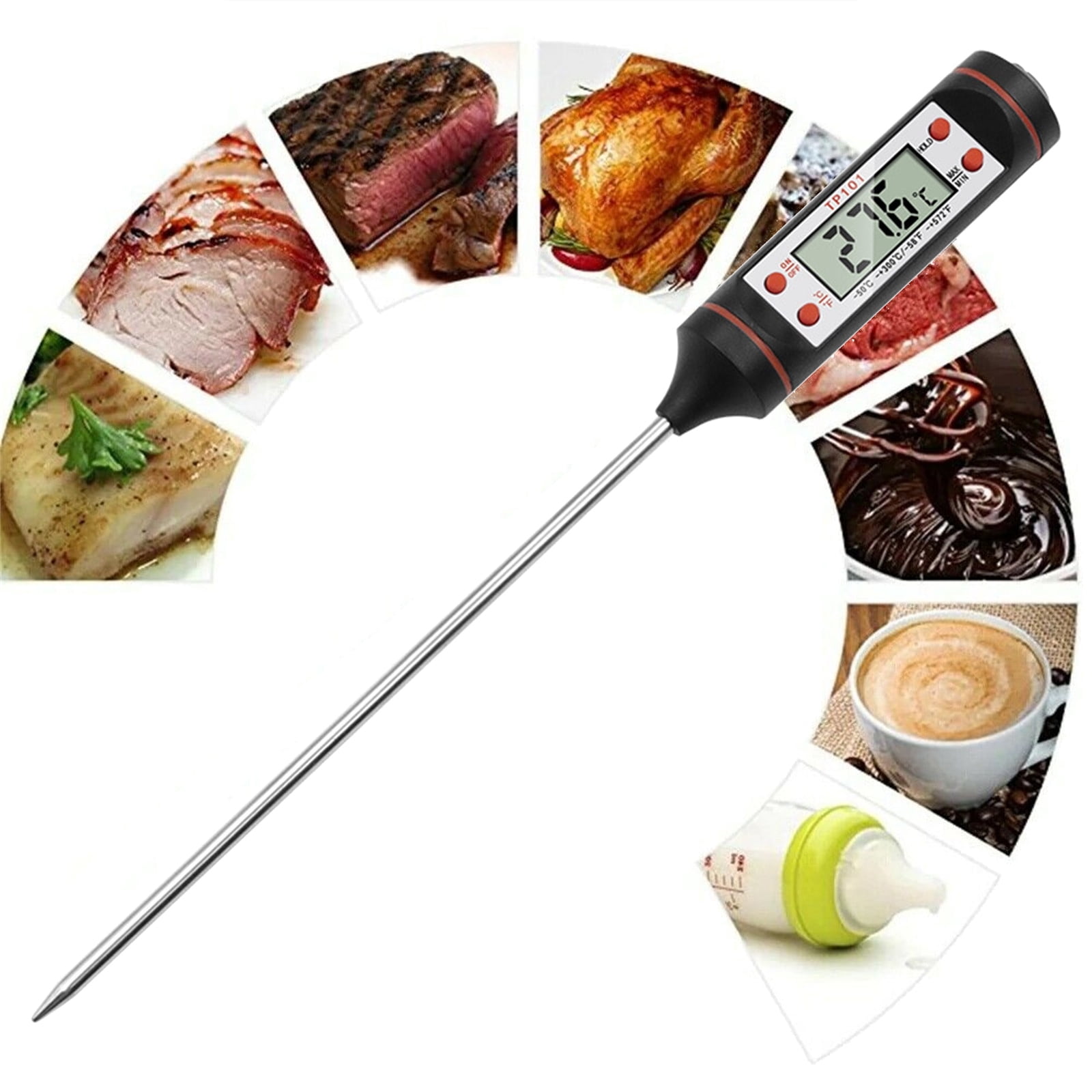 Food Thermometer for Liquid, Water, Candle, Instant Read Probe for ...