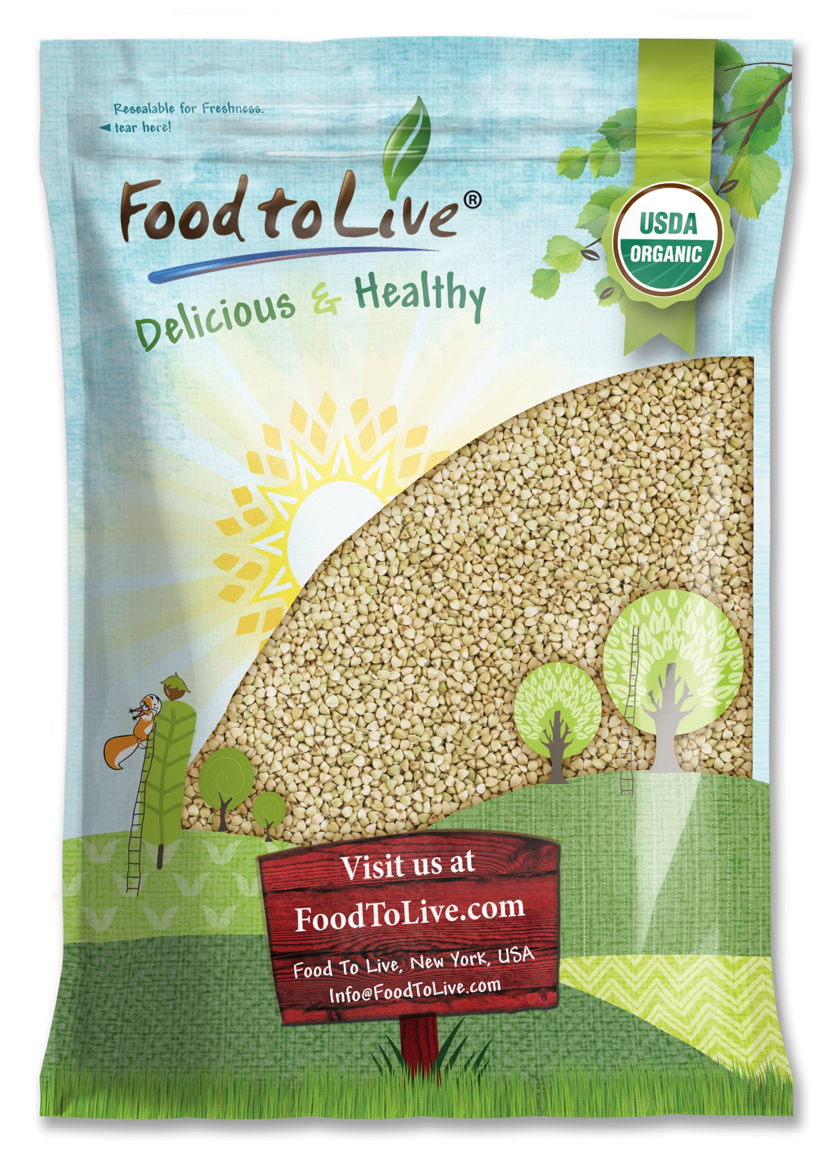 Food To Live Organic Buckwheat Groats, Whole Grains, Gluten-Free, Non ...