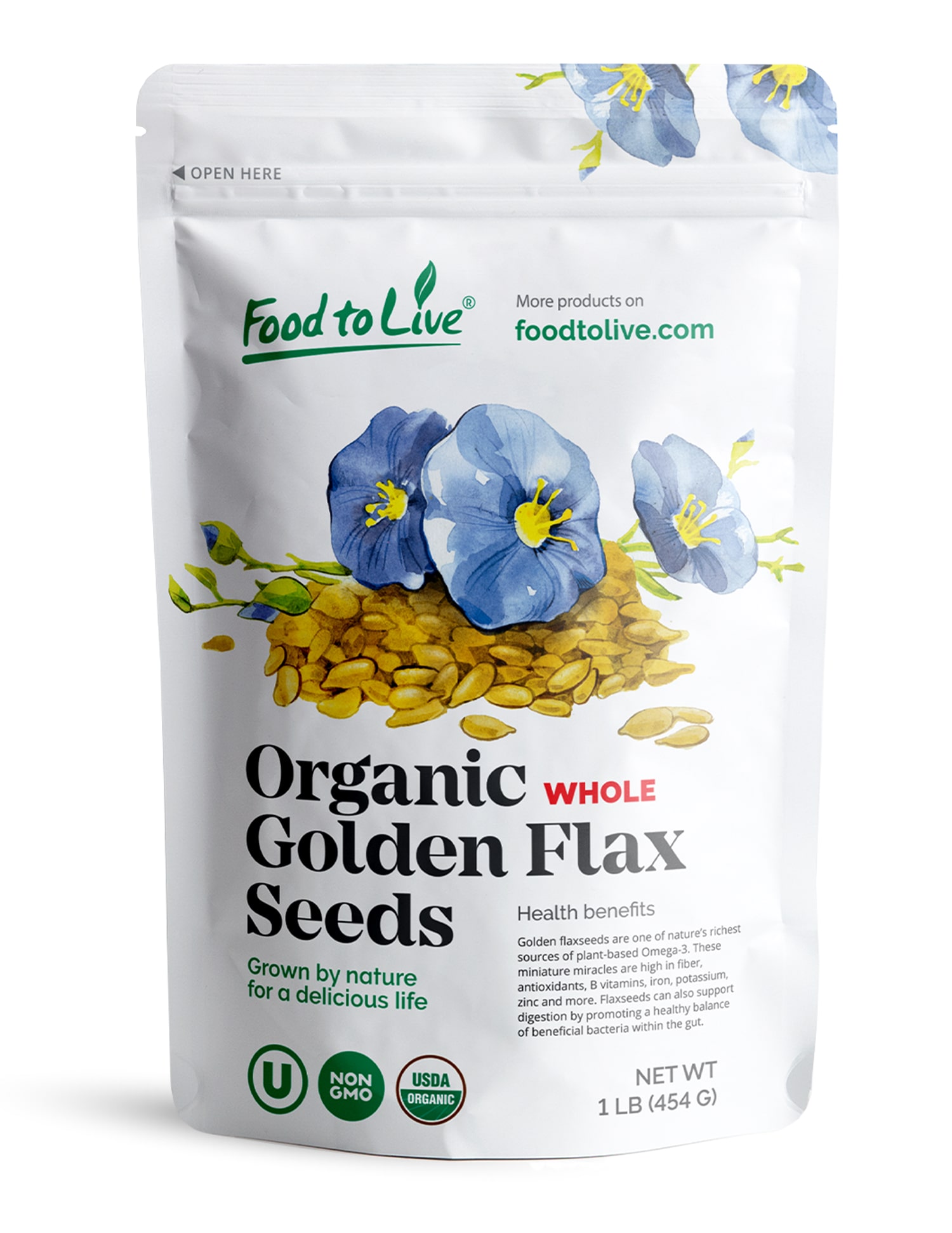 Organic Golden Flax Seeds - 30 Lbs Resealable Bucket - Yellow / Gold ...