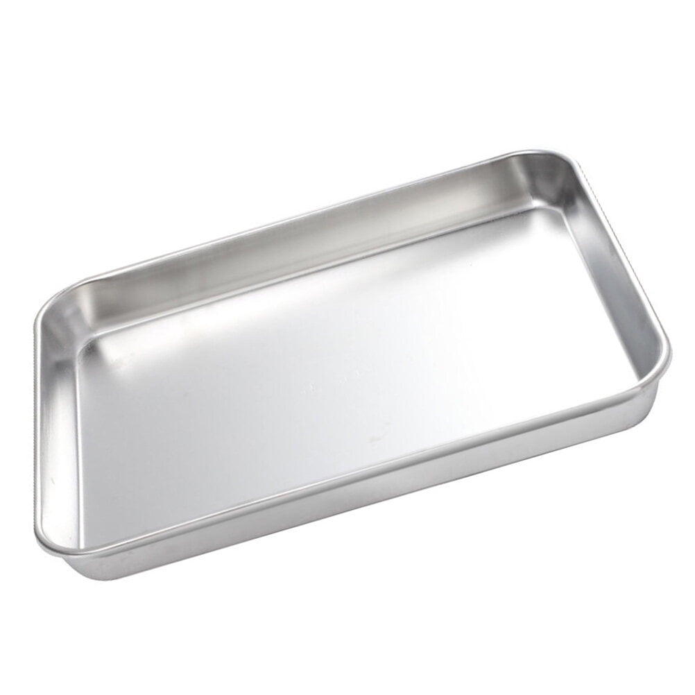 Food Tray Metal Serving Plates Stainless Steel Rectangular Holder Pan ...