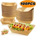 Kabuer Kraft Brown Paper Food Trays, Disposable Rectangular Serving ...