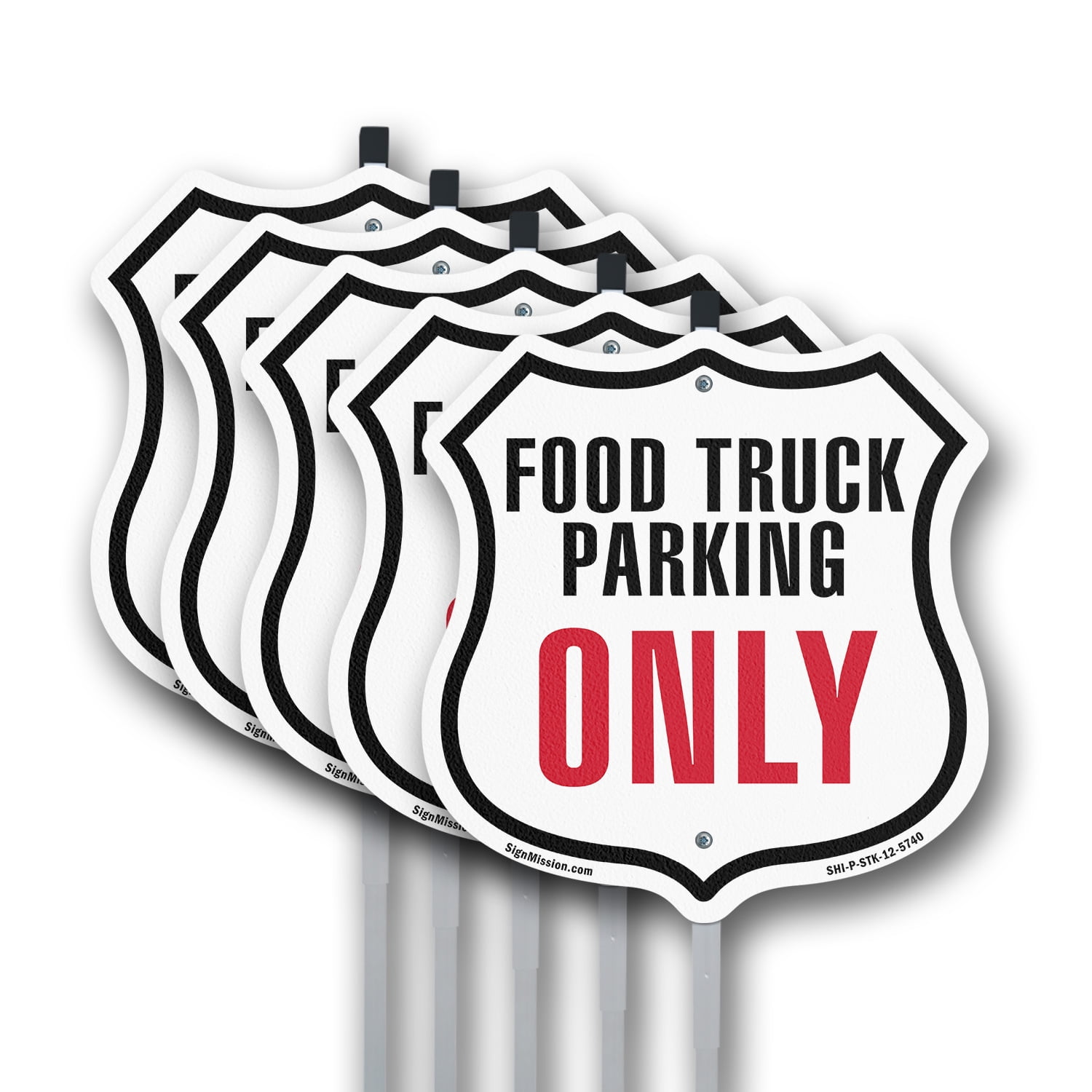 Food Truck Parking Only (5 Pack) 12 inch X 12 inch Shield Shaped ...