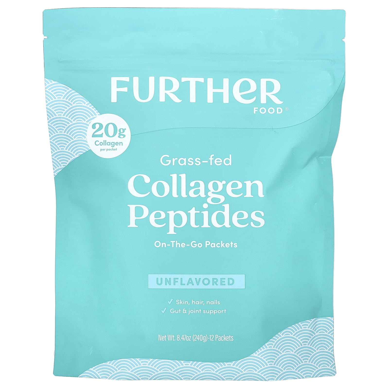 Further Food Unflavored Collagen Peptides Powder Stick Packs, Grass-Fed ...