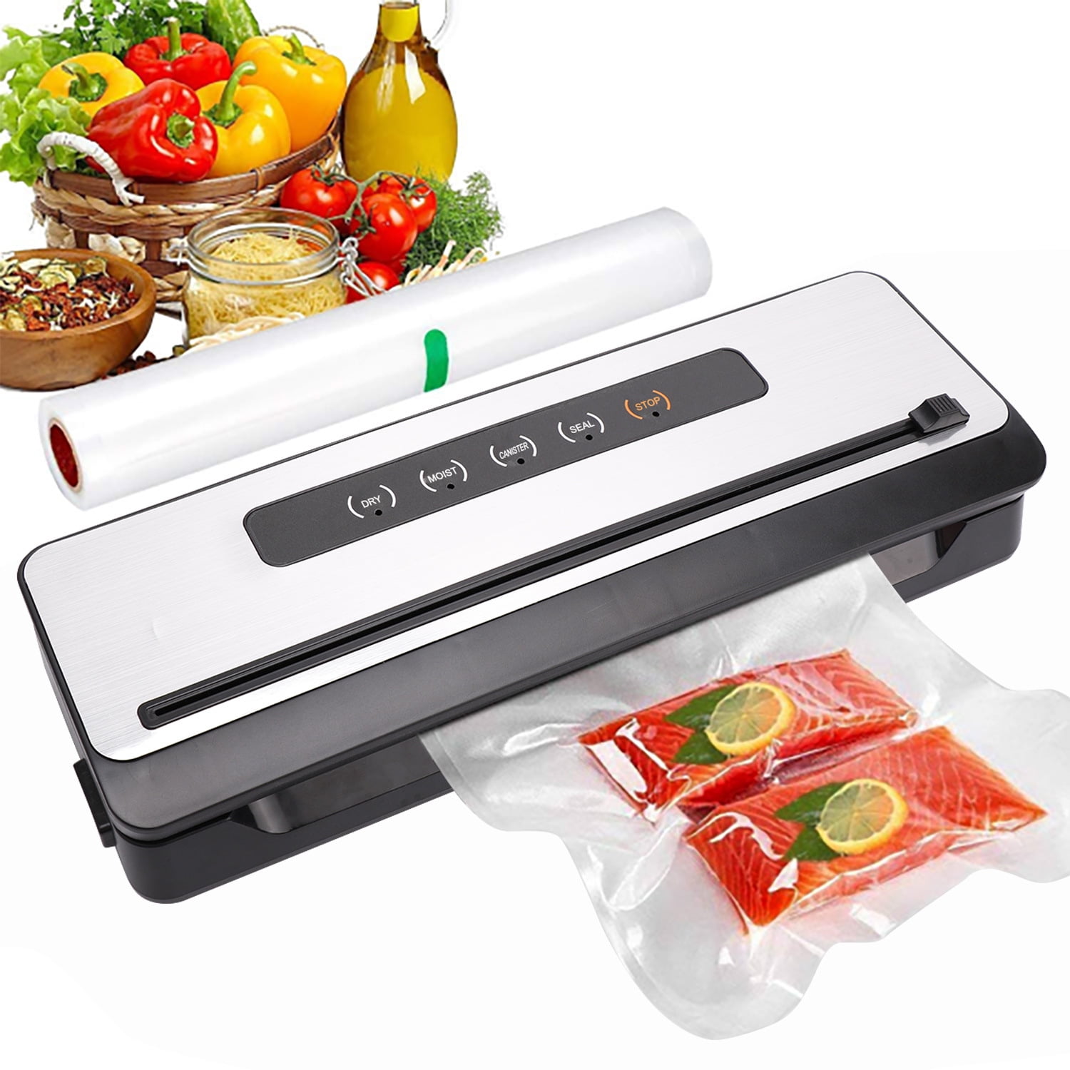 Food Vacuum Sealer Machine Food Storage Saver Dry & Moist Food Modes ...