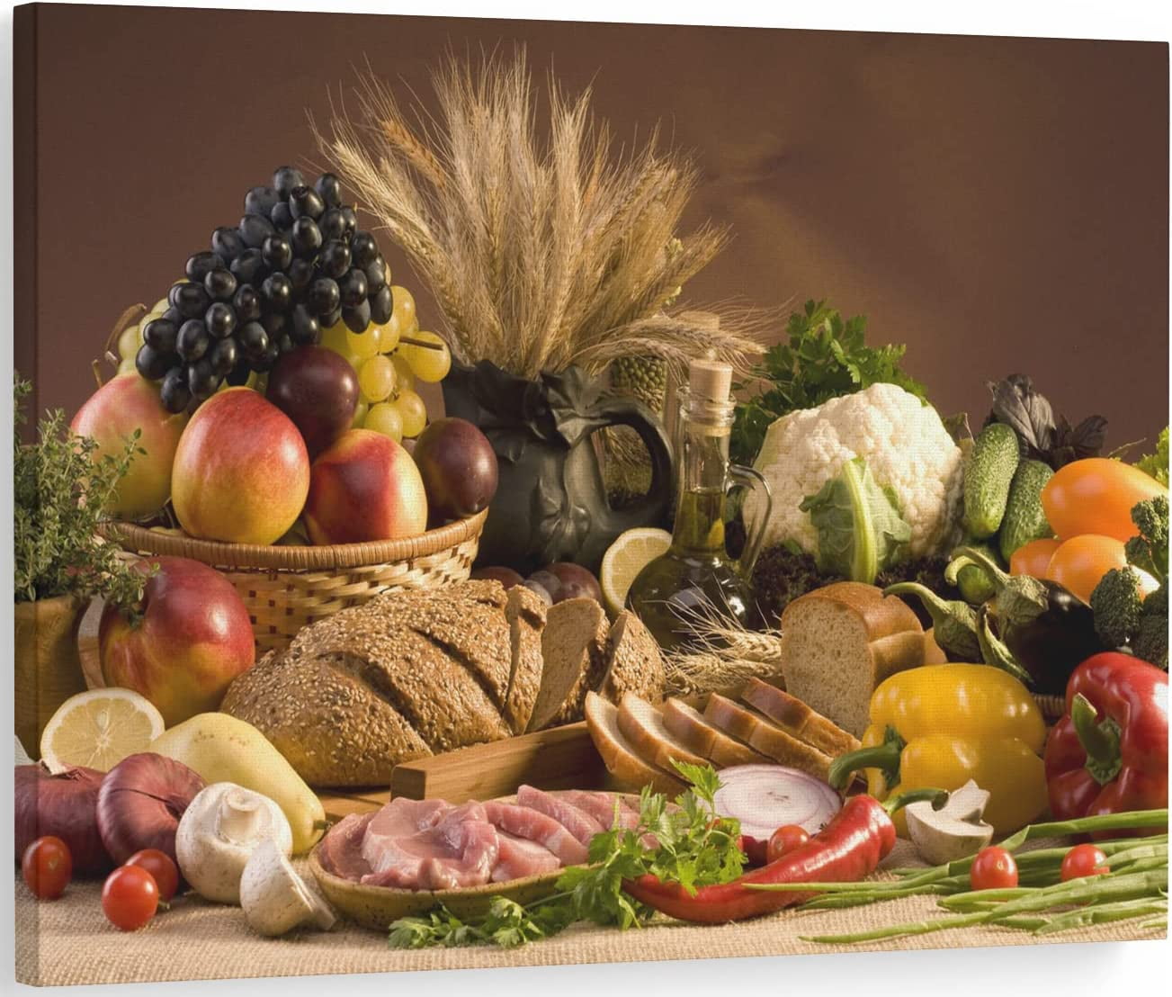 Food Vegetable And Fruit Kitchen Canvas Wall Art Framed Prints Artwork ...