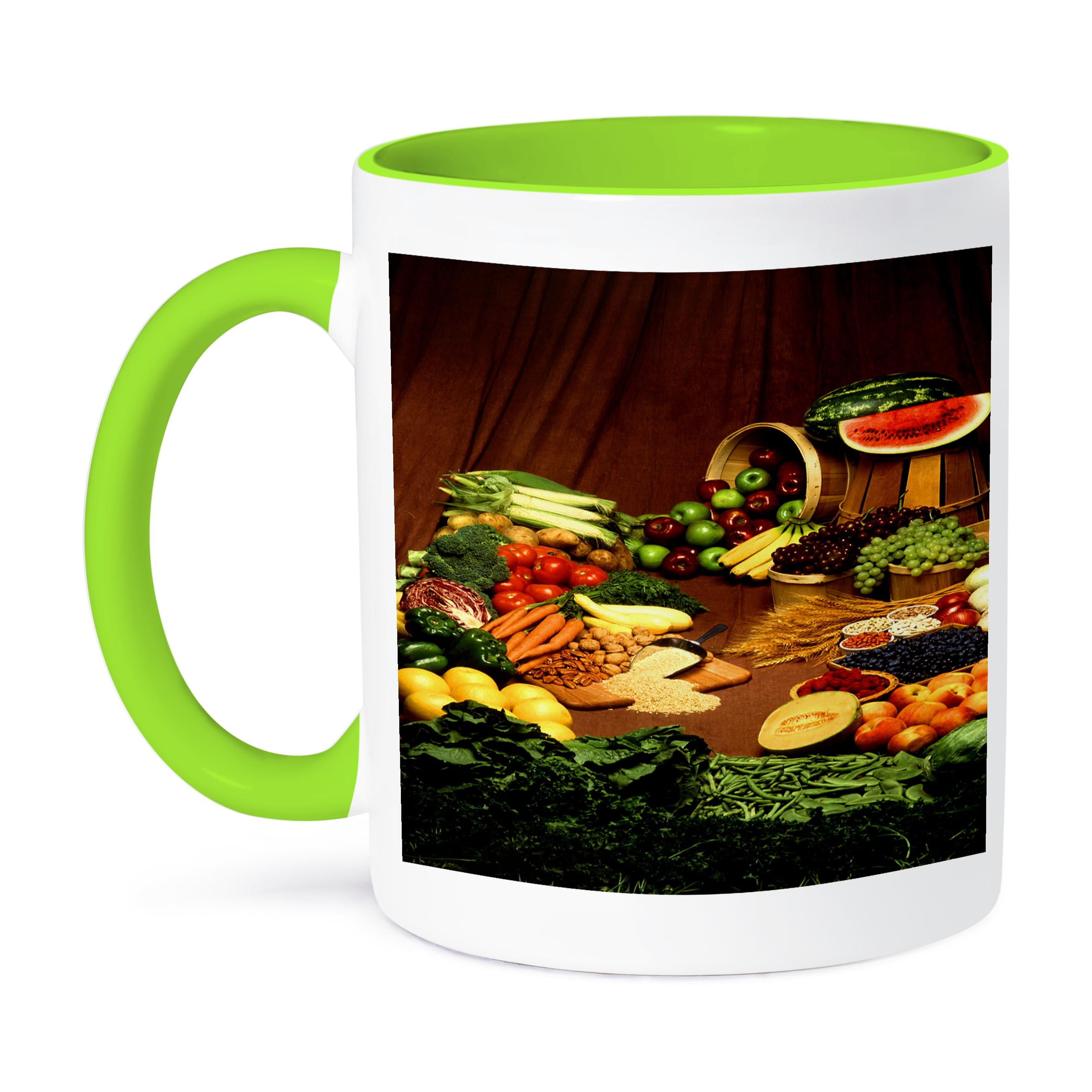 Food Vegetables Fruits Grains Healthy , 11oz Two-Tone Green Mug ...