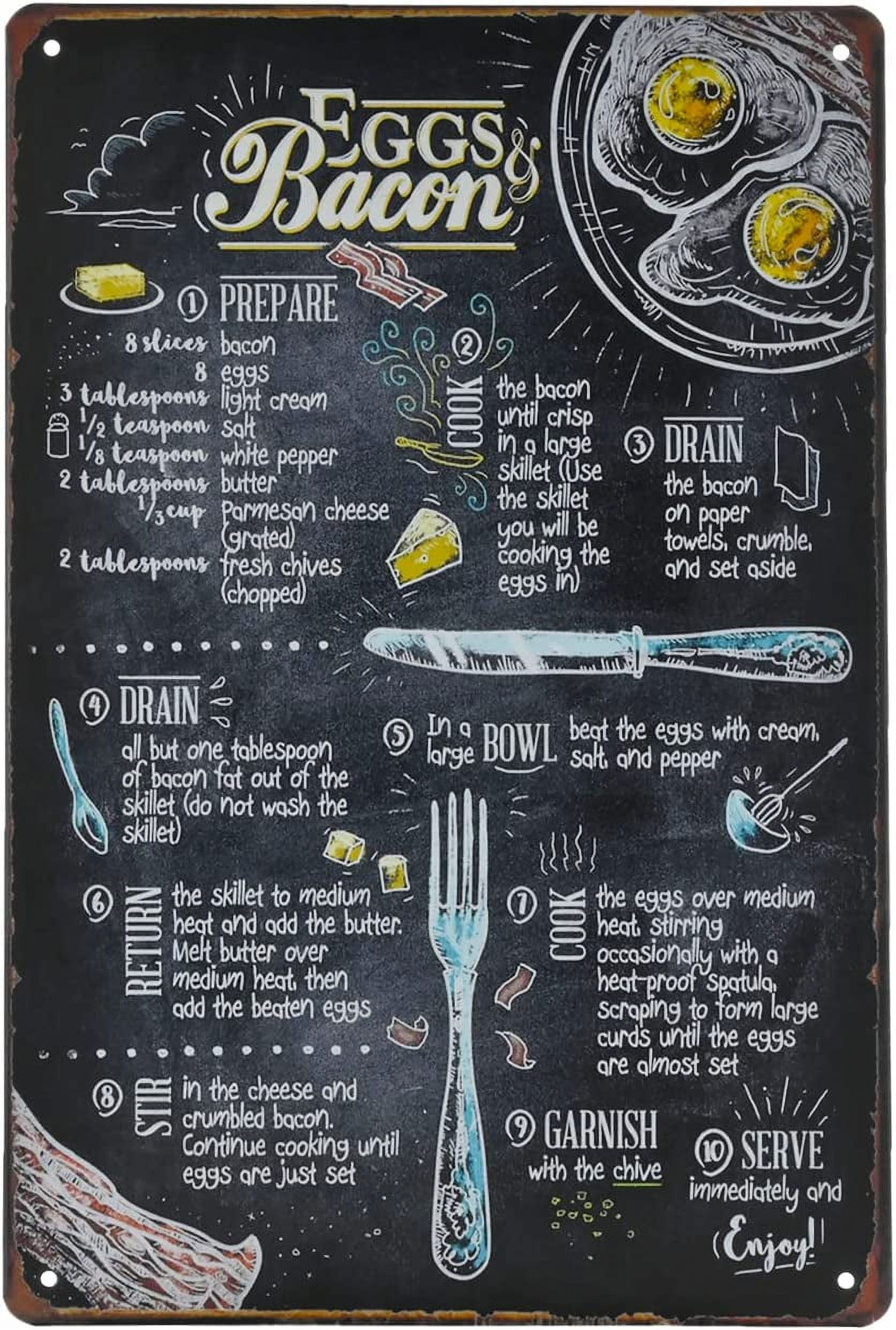 Food Vintage Tin Sign - Eggs Bacon Retro Metel Sign - Wall Decor Wall ...