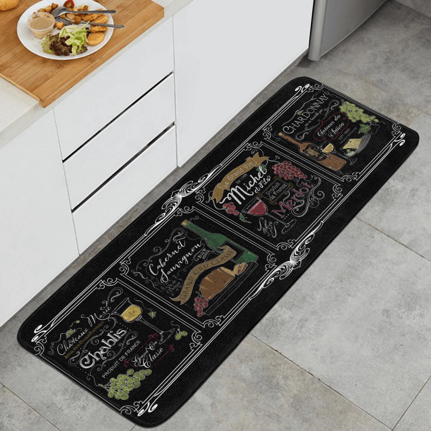 Food Wall Flannel Kitchen Rug, Kitchen Rugs Mats with Dirty Resistance ...