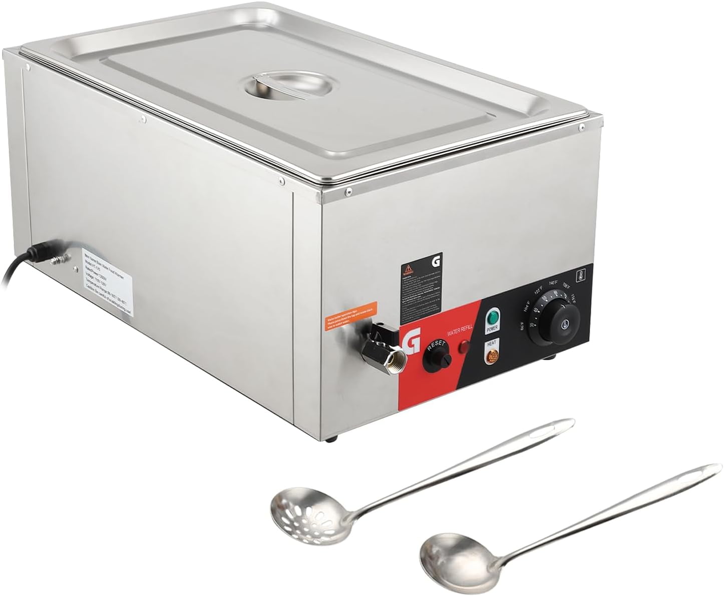 Food Warmer, 20QT Electric Steam Table, 1200W Professional Countertop ...