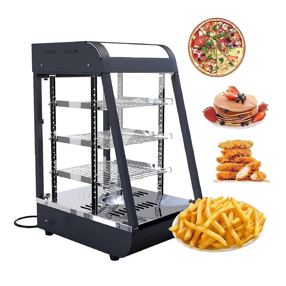 Food Warmer Display - 110V Pizza Hot Warming Case 3-Shelf Stainless ...