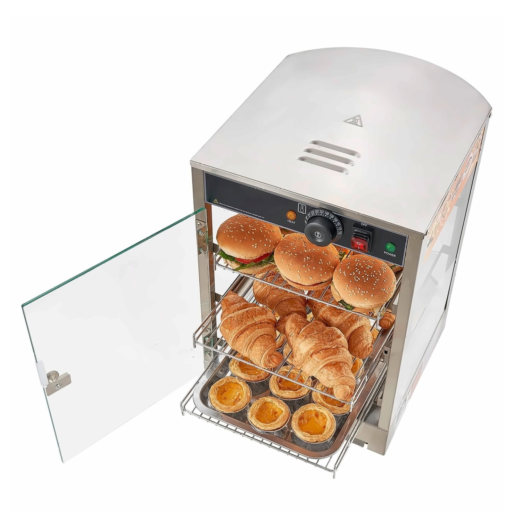 Food Warmer Display, 800W 3-Tier Commercial Food Warmer with LED Light ...