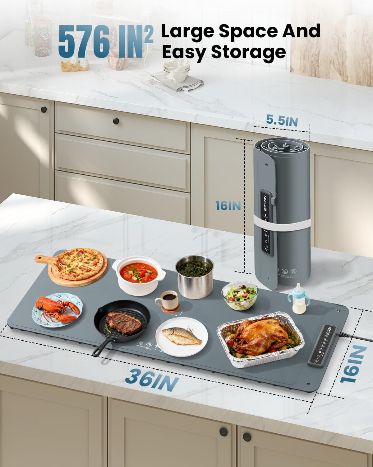 Food Warmer Mat Plug and Play-Extra Large 36''X16'' Rapid Full Surface ...