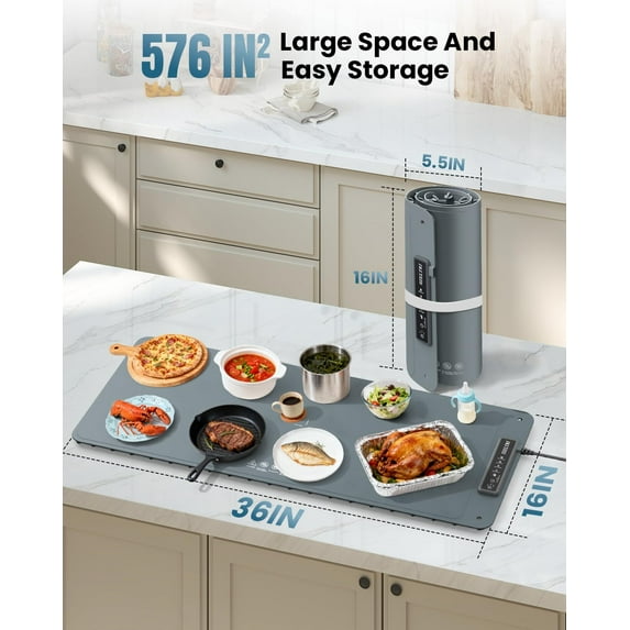 Food Warmer Mat Plug and Play-Extra Large 36''X16'' Rapid Full Surface ...