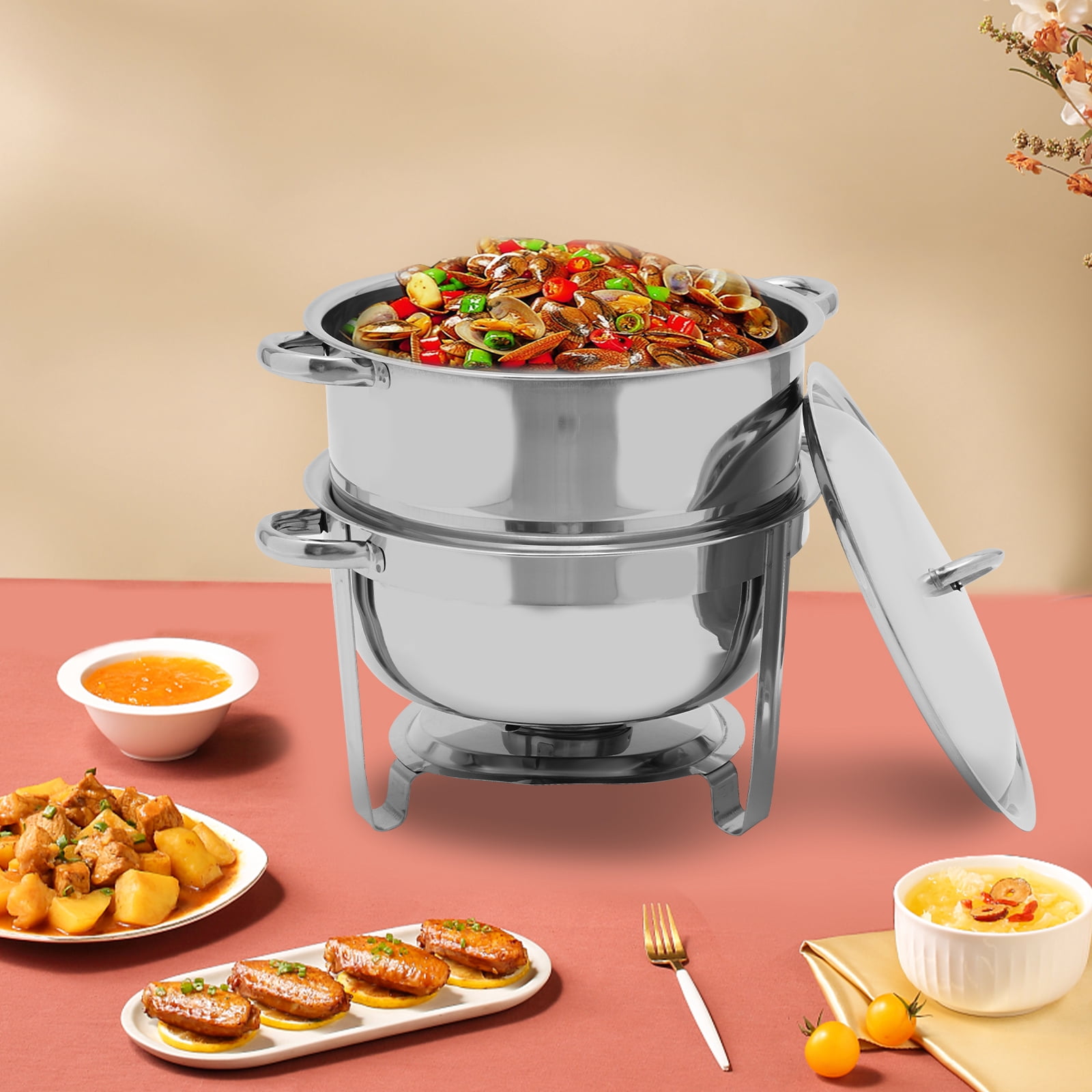 Food Warmer Tray Hot Pot Soup Chafer with Lid 14Qt Stainless Steel ...