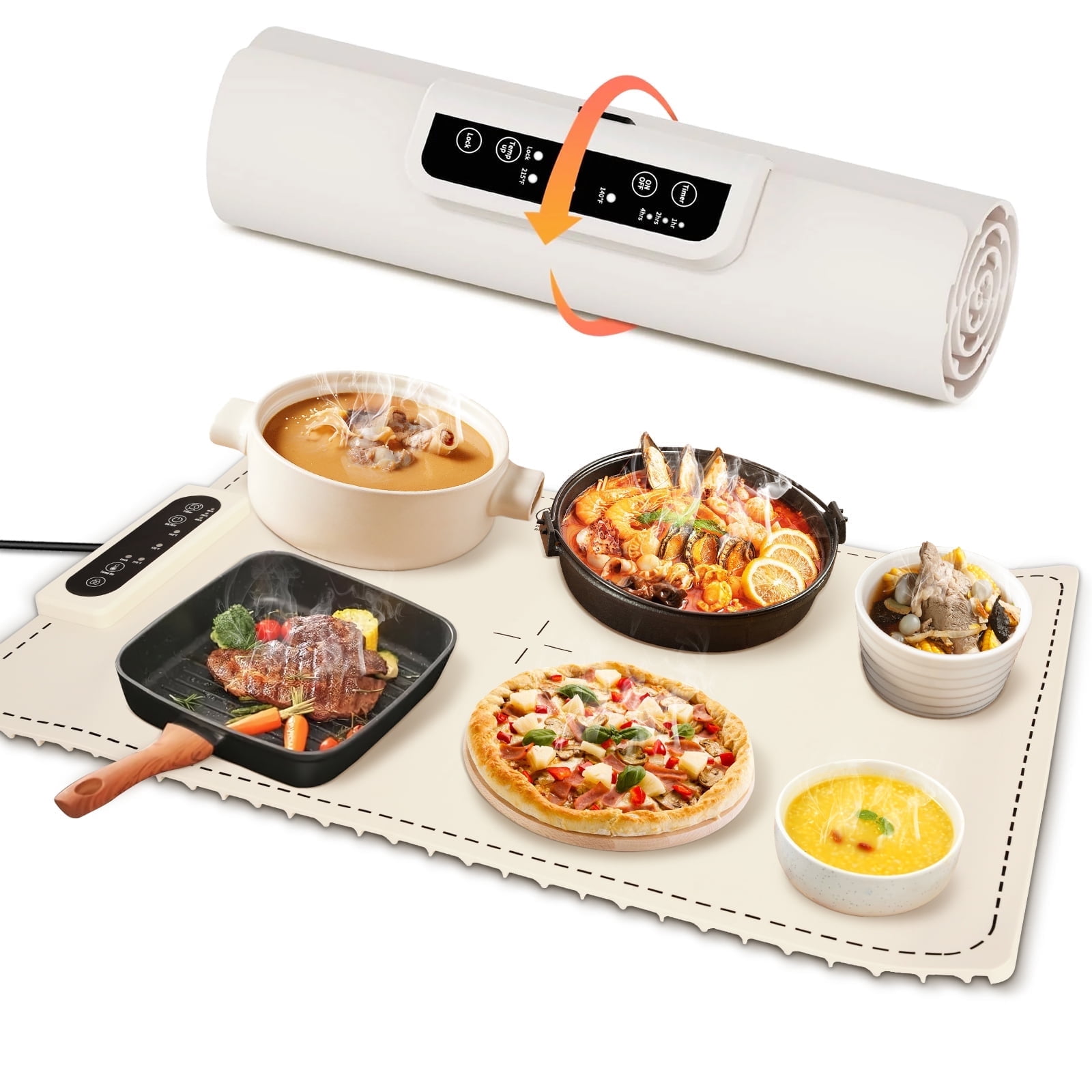 Food Warming Mat with 3-Level Digital Temperature Control, Watorproof ...