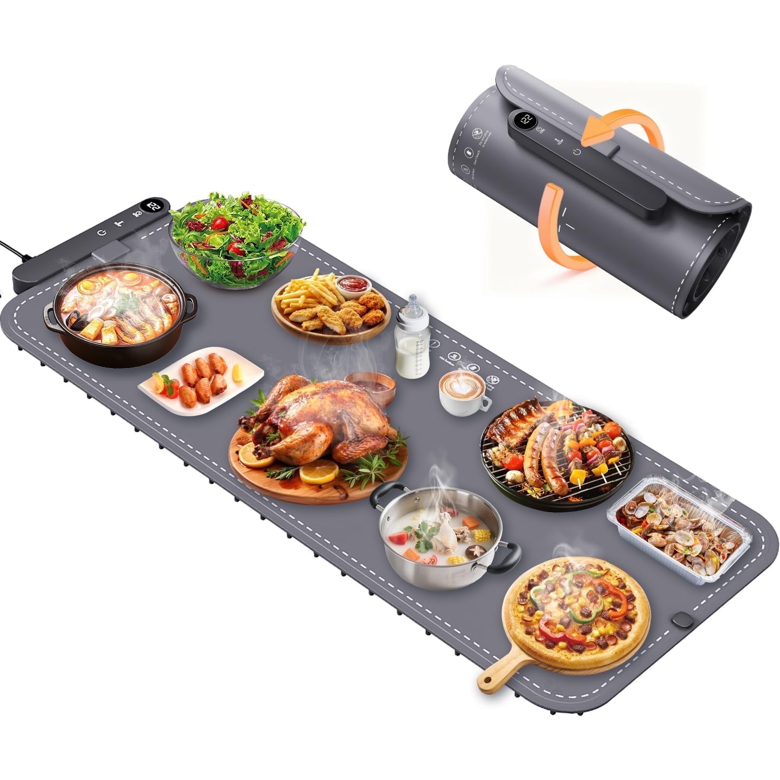 Warming Mat for Food Extra Large, Electric Roll Up Food Warming Mat for ...