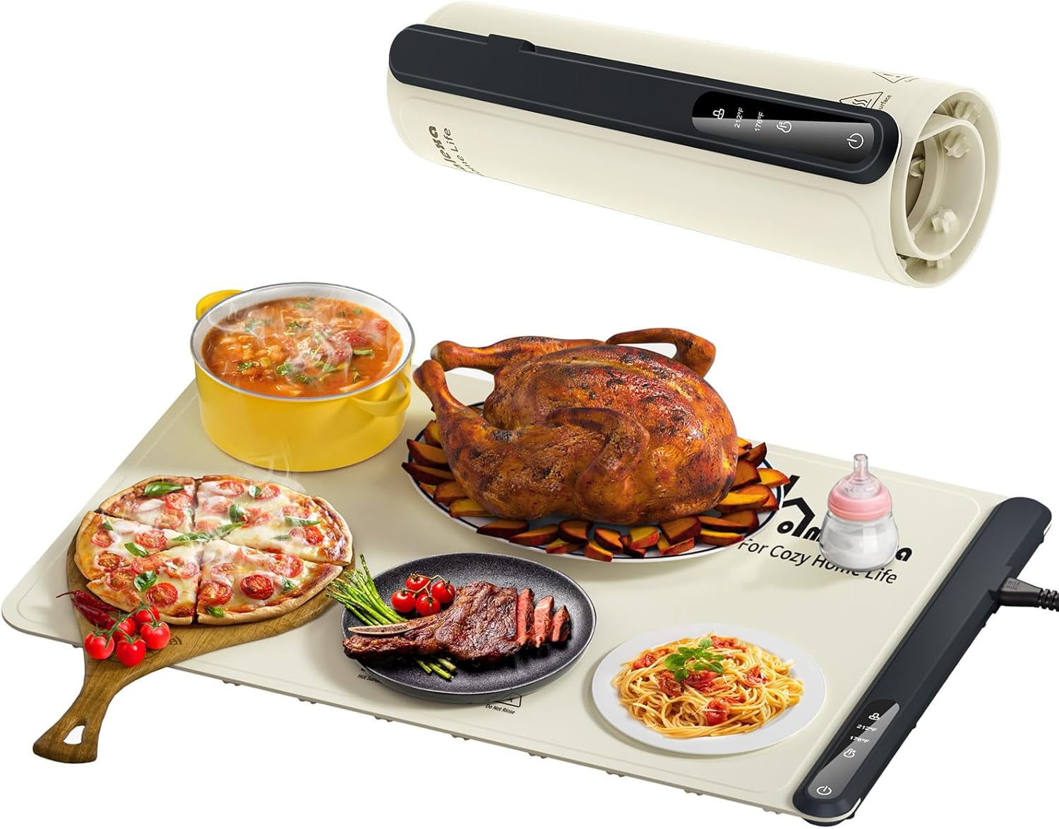 Food Warming Mat for Buffet & Parties, Silicone Electric Heating Tray ...