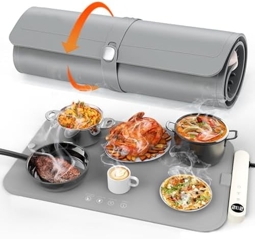 Food Warming Mat, Electric Buffet Warmer with 6 Temp & 6H Timer, Rapid ...