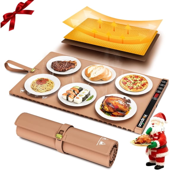 Food Warming Mat, Electric Plate with 6 Level Temp 5 Hour Timer, 24x15 ...
