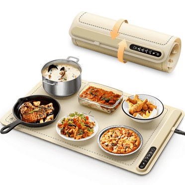 Food Warming Mat, Foldable Roll up Silicone Electric Warming Tray with ...
