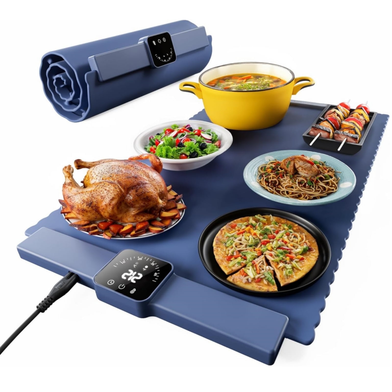 Food Warming Mat, Electric Warming Tray with 5 Temp-Settings, Quick ...
