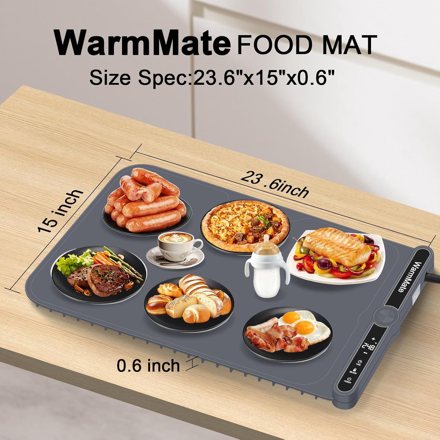 Food Warming Mat, Electric Warming Tray with 9-Level Temperature ...