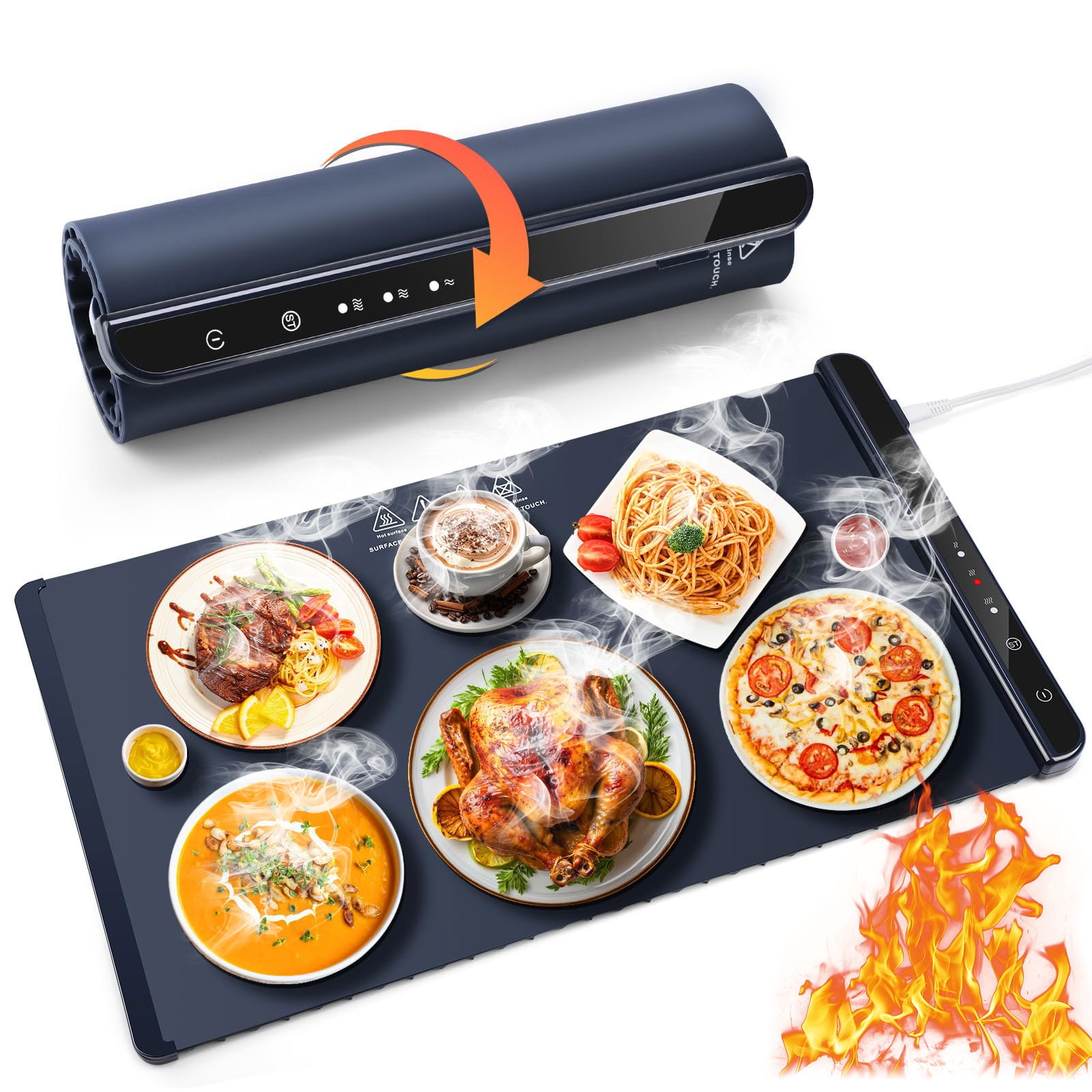 Food Warming Mat - Fast Heating Silicone Electric Warming Tray with 3 ...