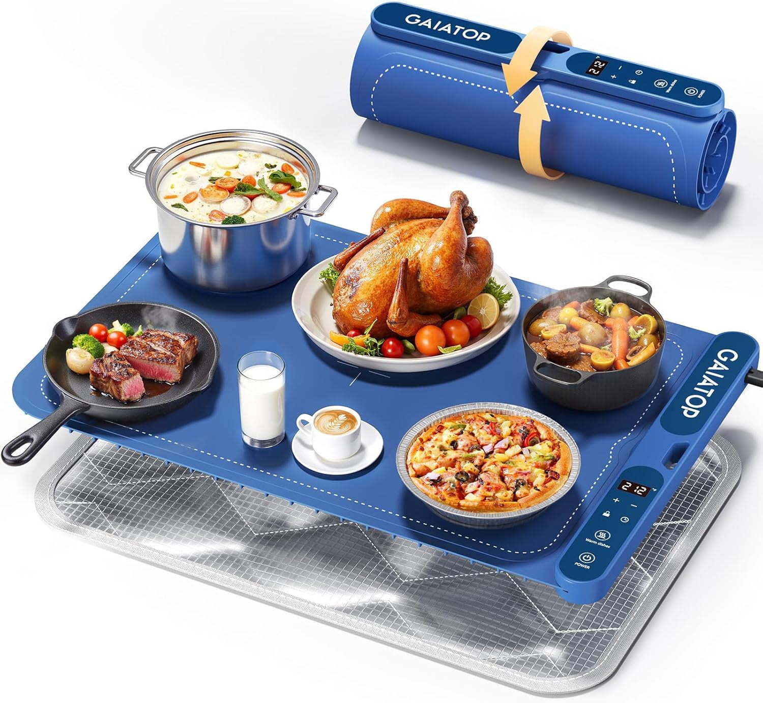Food Warming Mat, Fast-Heating Silicone Electric Warming Tray with Heat ...