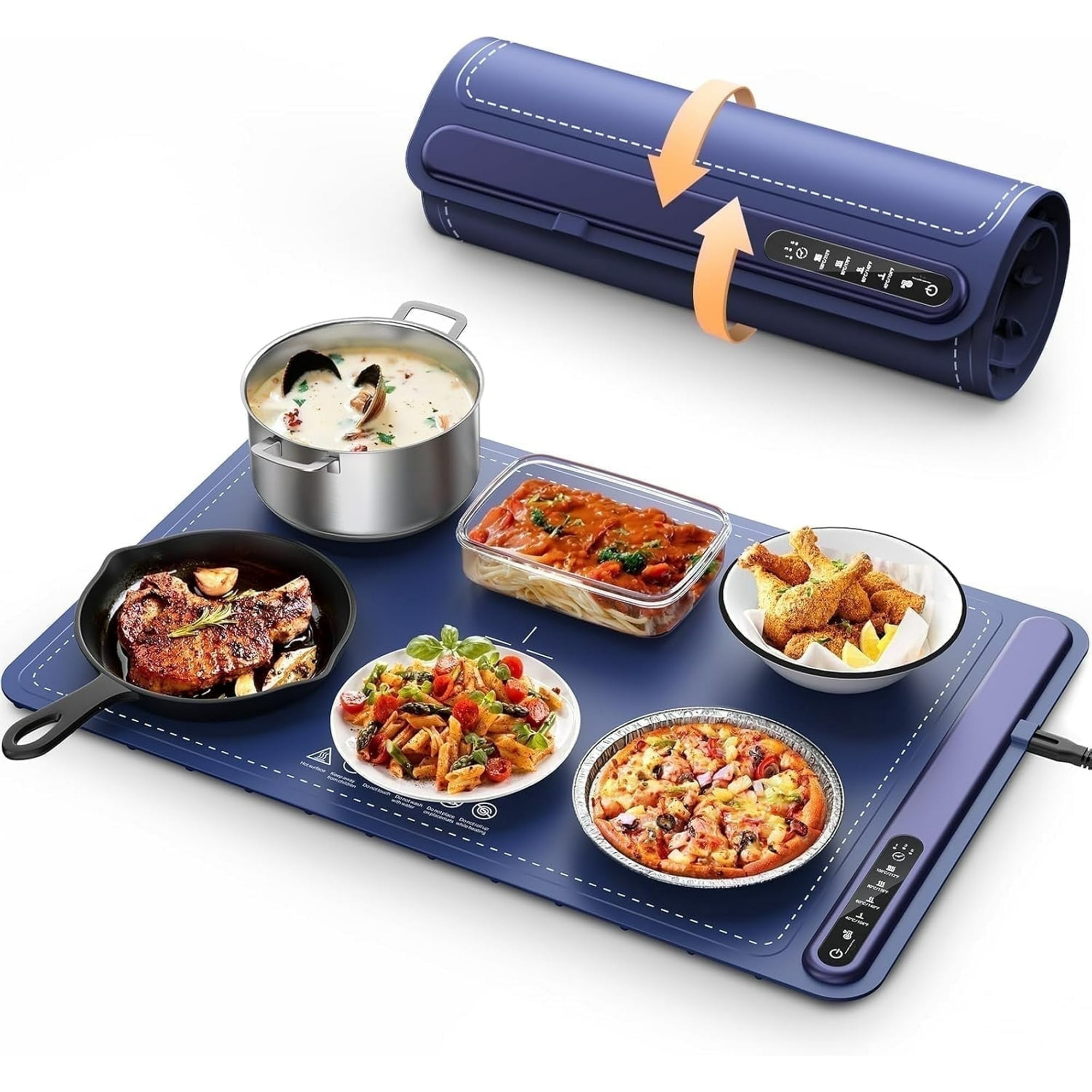 Food Warming Mat, Foldable Roll up Silicone Electric Warming Tray with ...