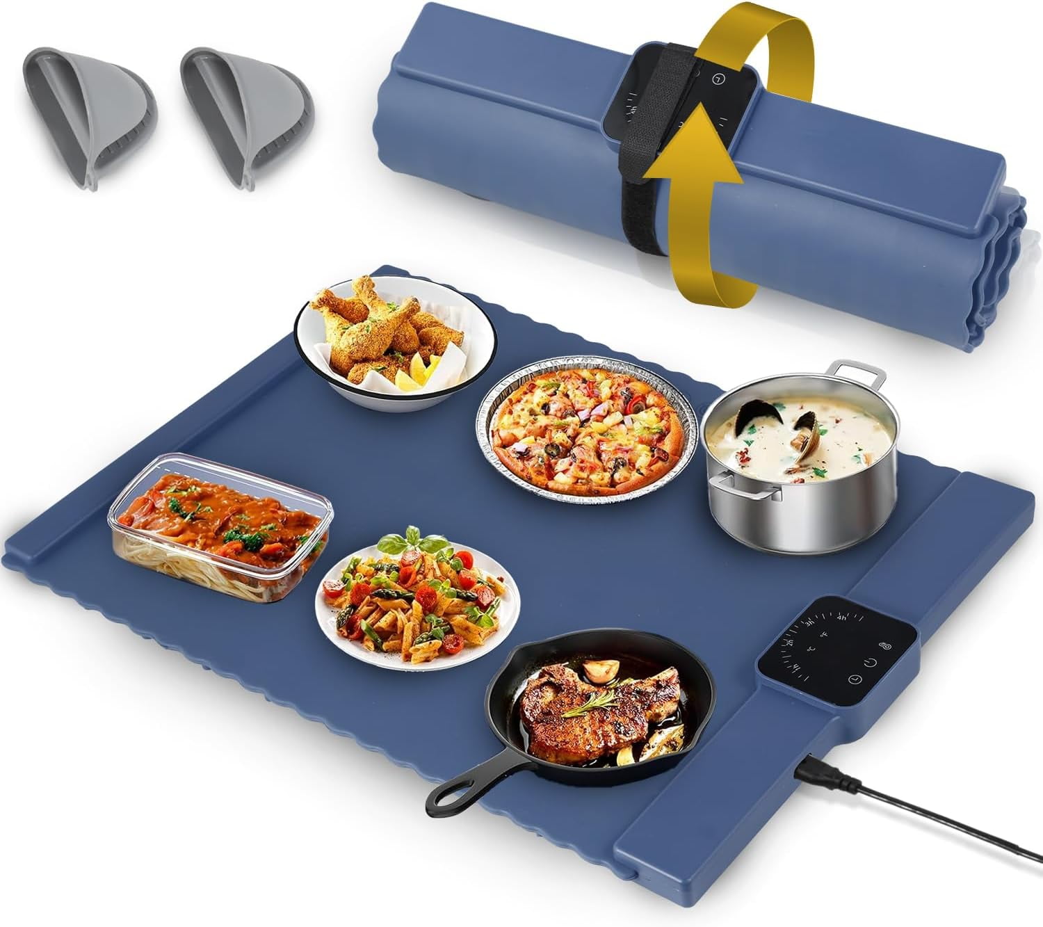 Food Warming Mat for Food - Electric Warming Tray for Buffets & Parties, Rollable Silicone ...