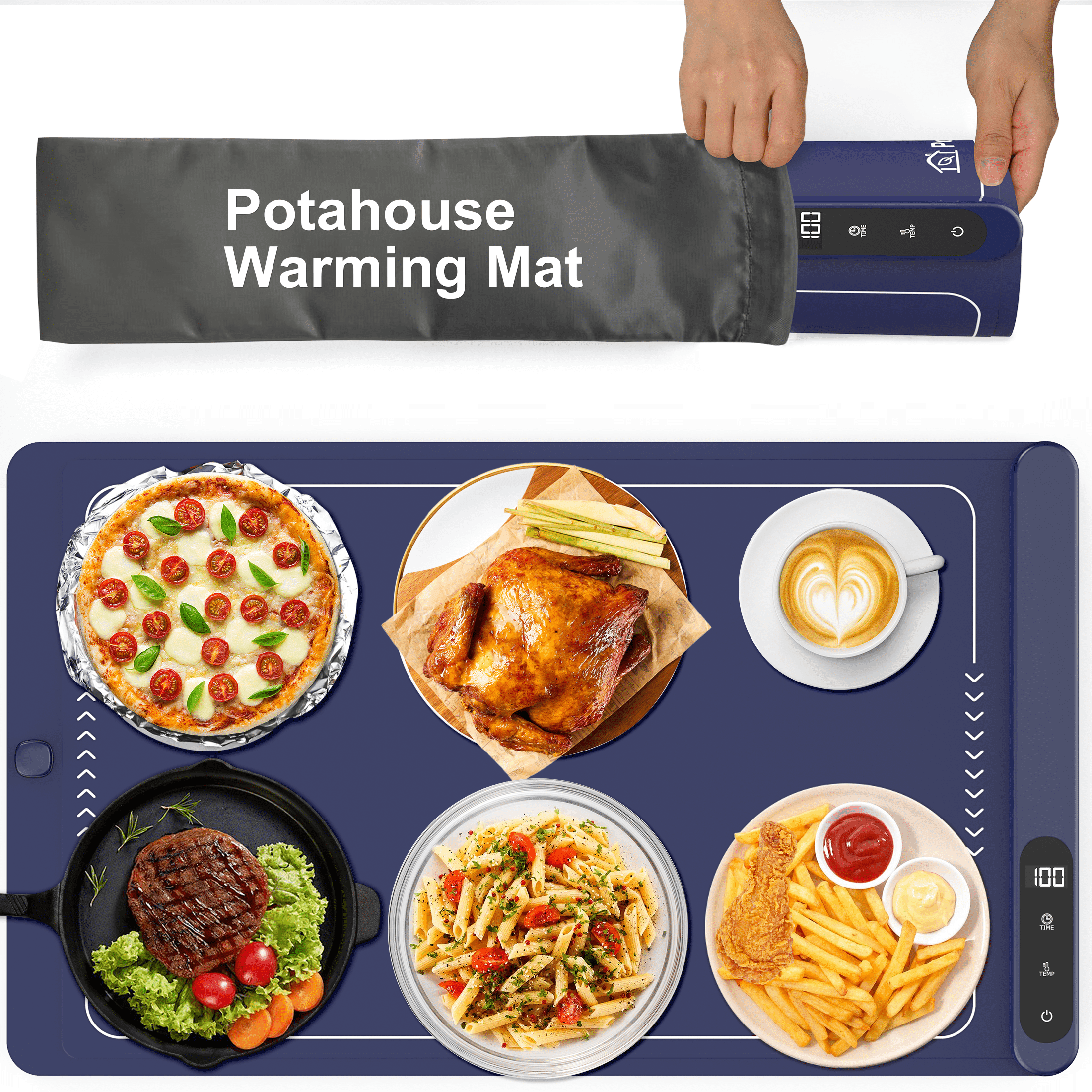 Food Warming Mat, Graphene Full-Surface Electric Warming Tray for Fast ...