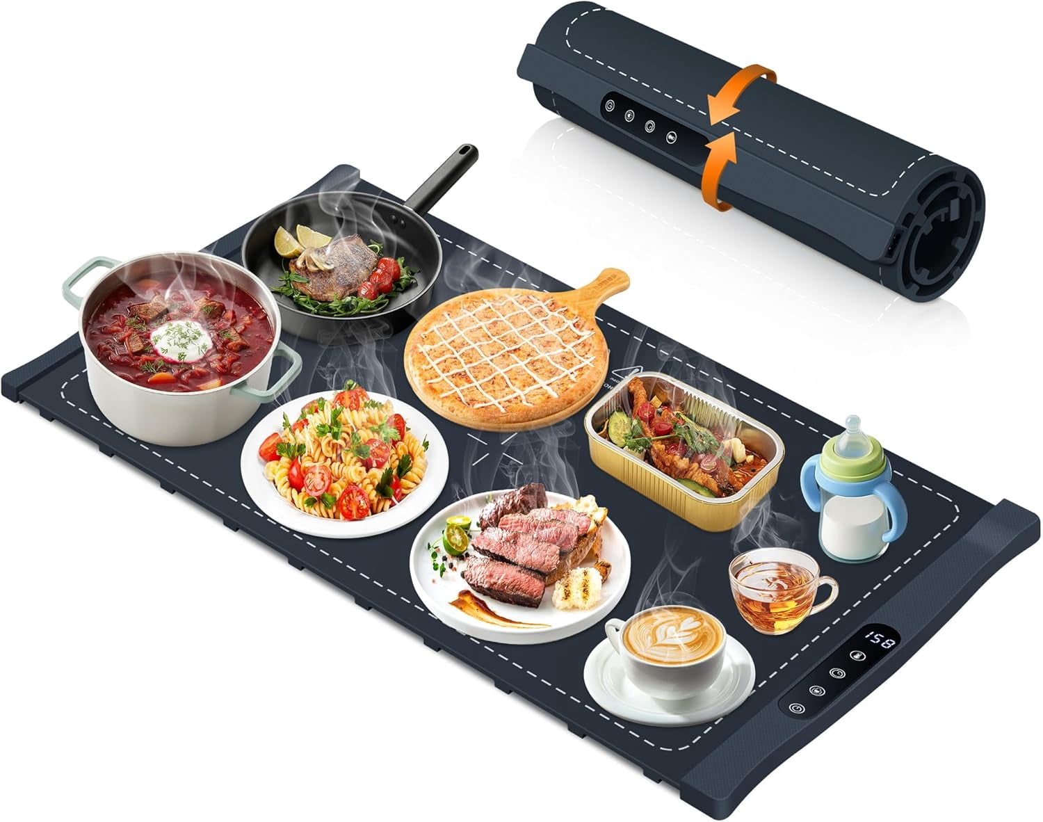Food Warming Mat, Large Electric Warming Tray, Silicone Fast Heating ...