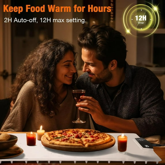 Food Warming Mat, Large Electric Warming Tray with 7 Temperature ...
