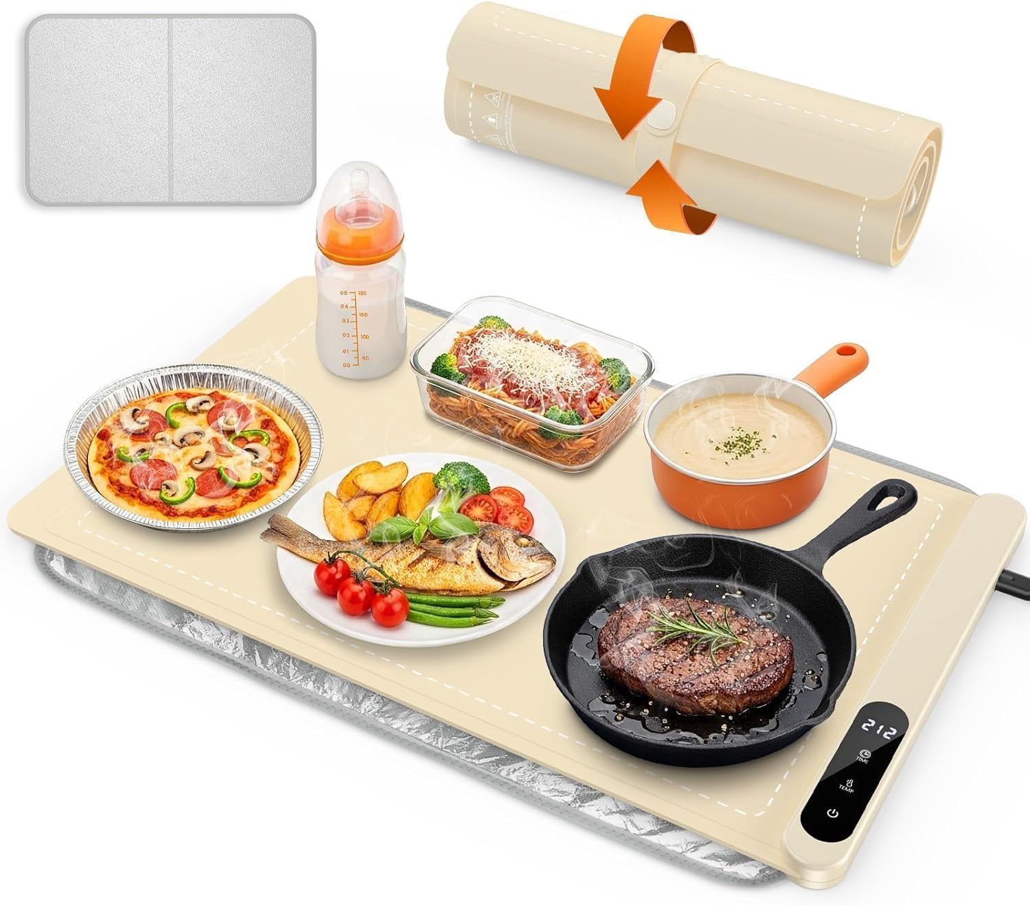 Food Warming Mat, Silicone Electric Warming Tray with 6 Adjustable ...
