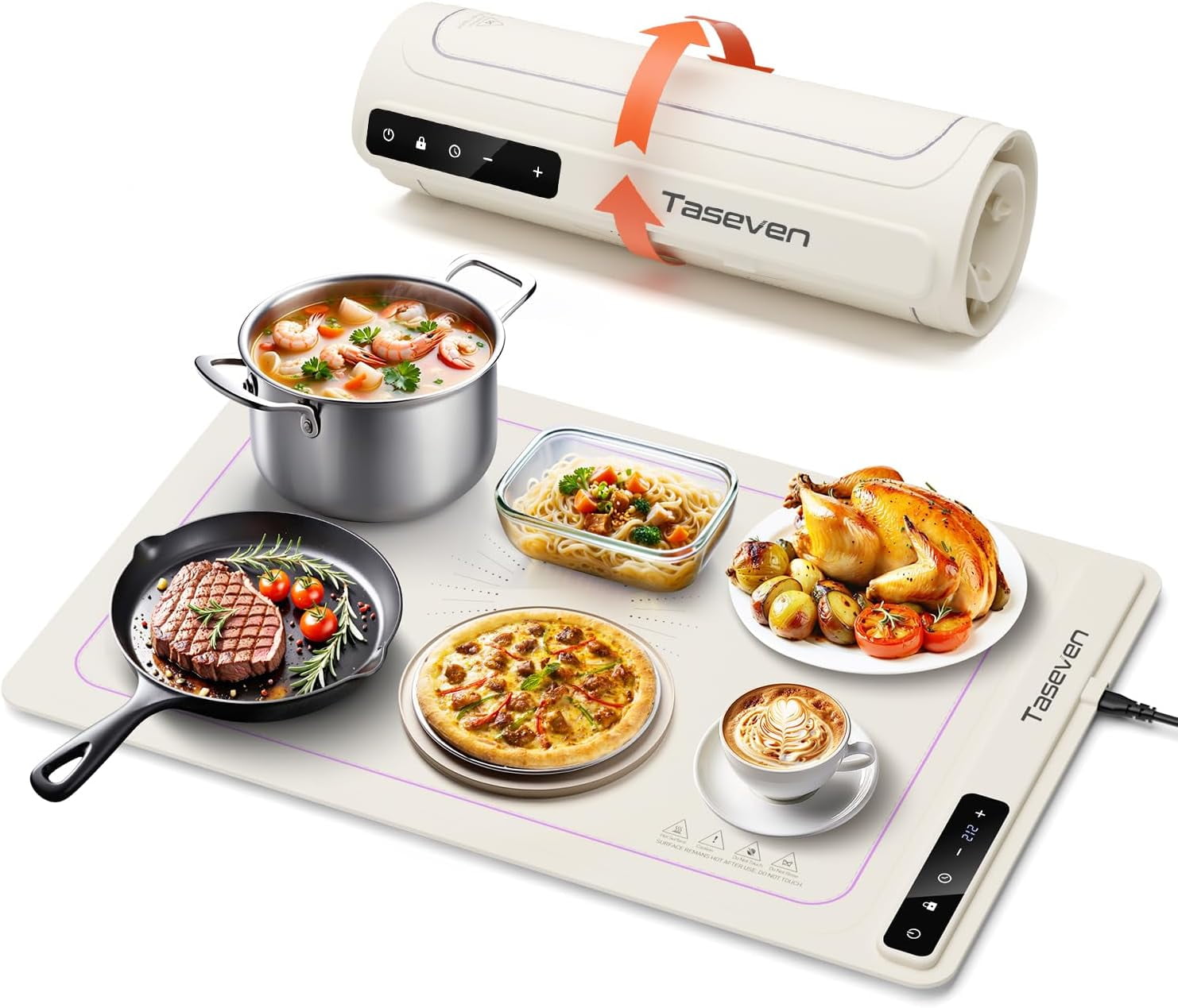 Food Warming Mat, Silicone Heating Tray with 7 Temperature Settings ...