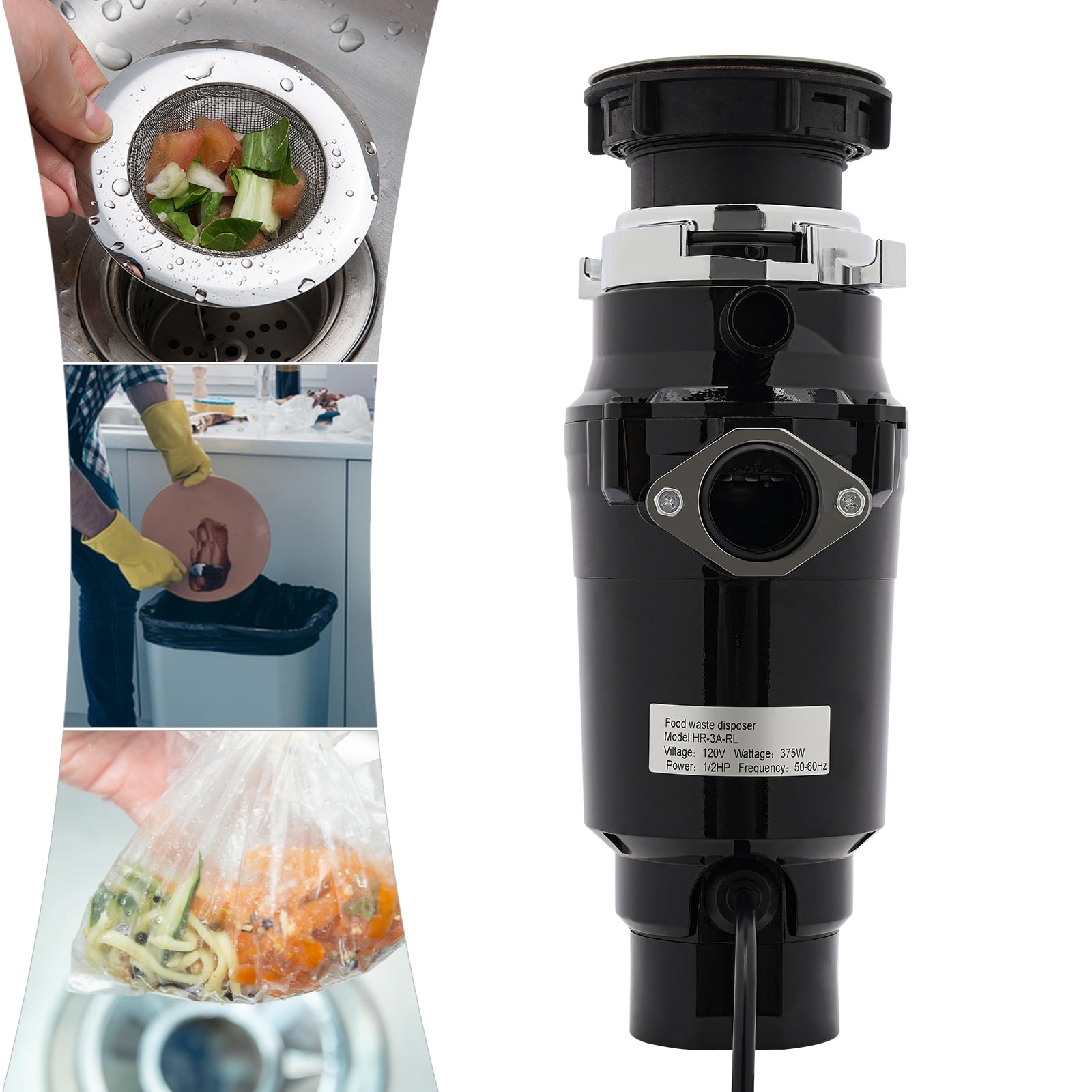 Food Waste Garbage Disposal, 120V Black Feed Garbage Disposer,Garbage ...