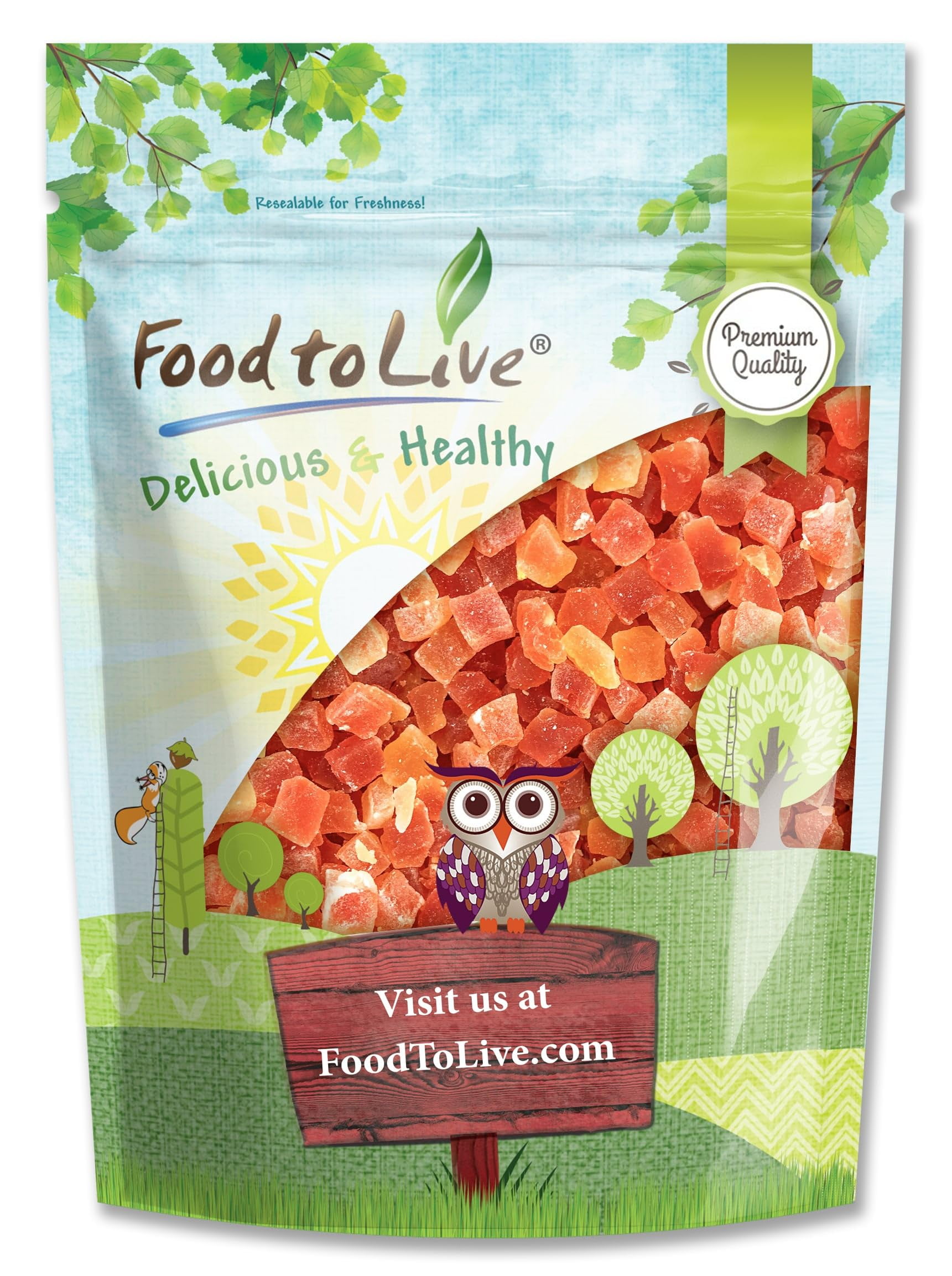 Food to Live Dried RRF12 Diced Papaya, 8 Ounces Kosher, Vegan ...