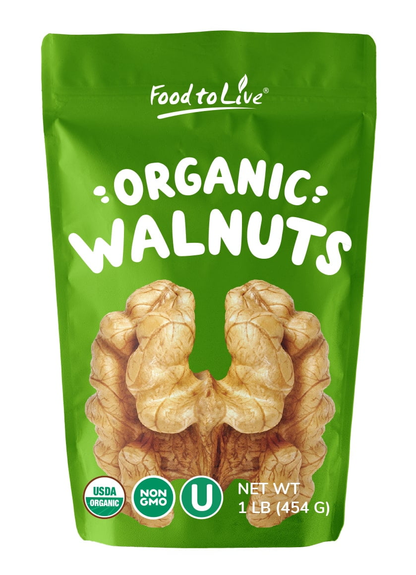 Food to Live, Organic California Walnuts, 1 Pound, Non-GMO, Raw ...