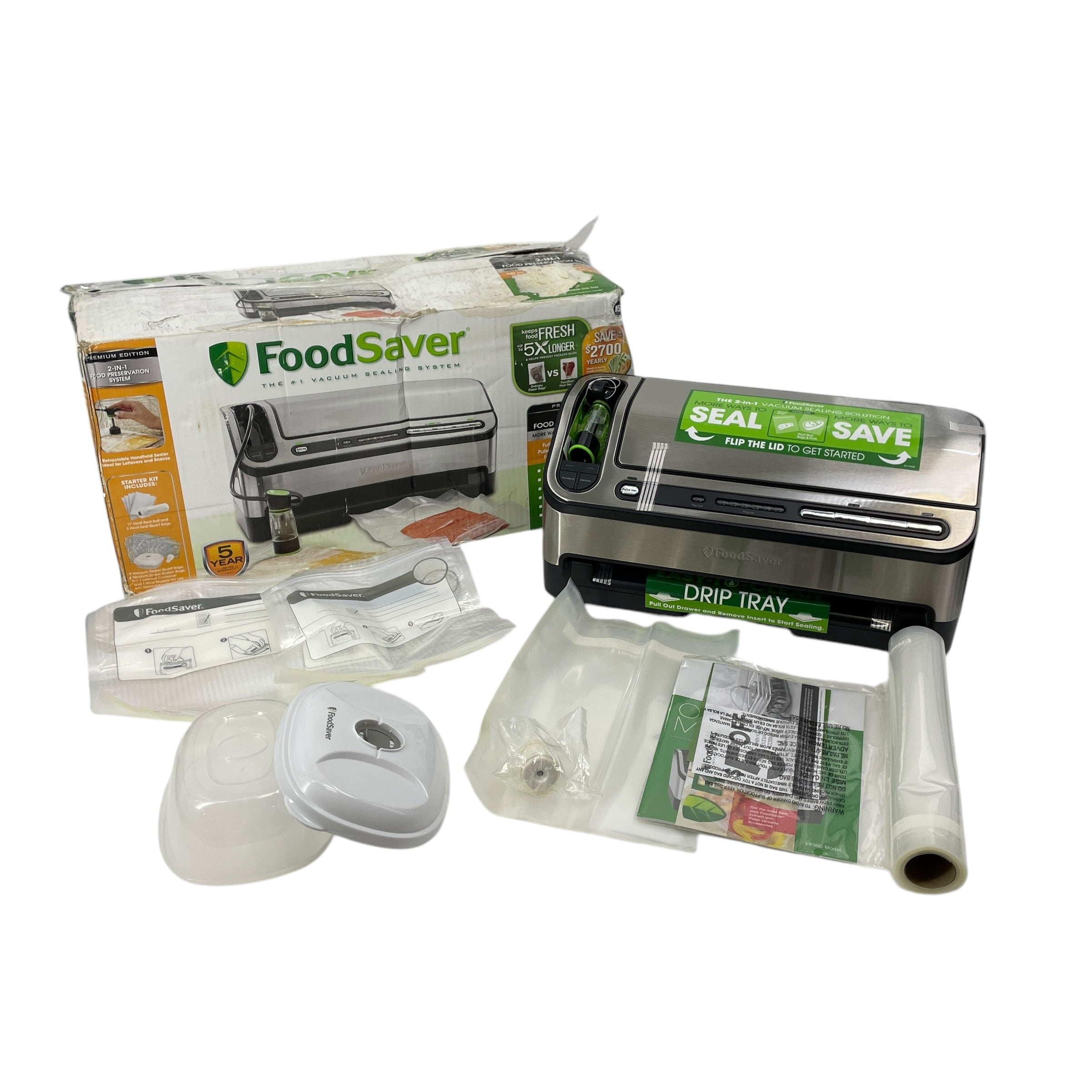 FoodSaver 2-in-1 Vacuum Sealer V4980 Stainless Steel Sealing Machine ...